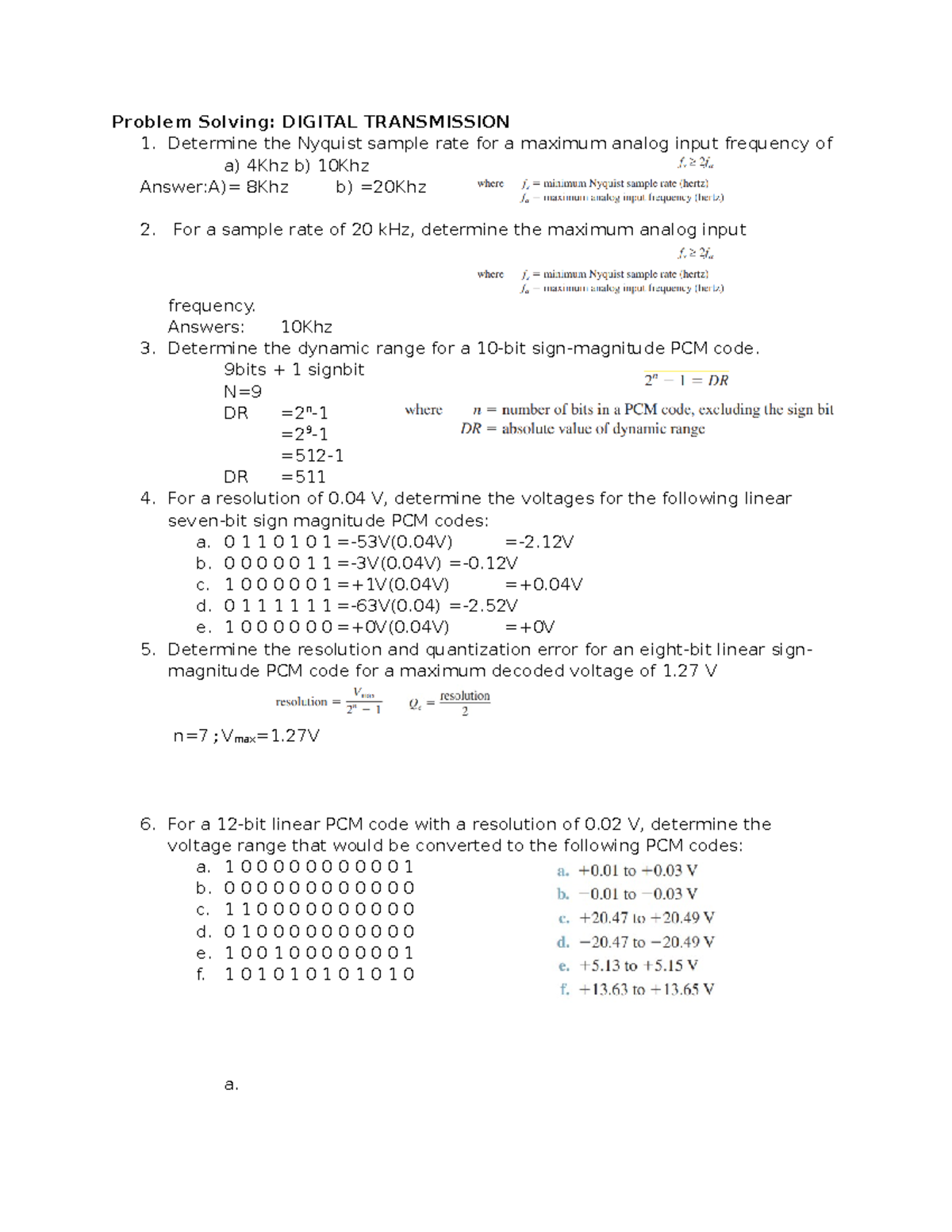 Problem Solving Digtial Transmission - Problem Solving: DIGITAL ...
