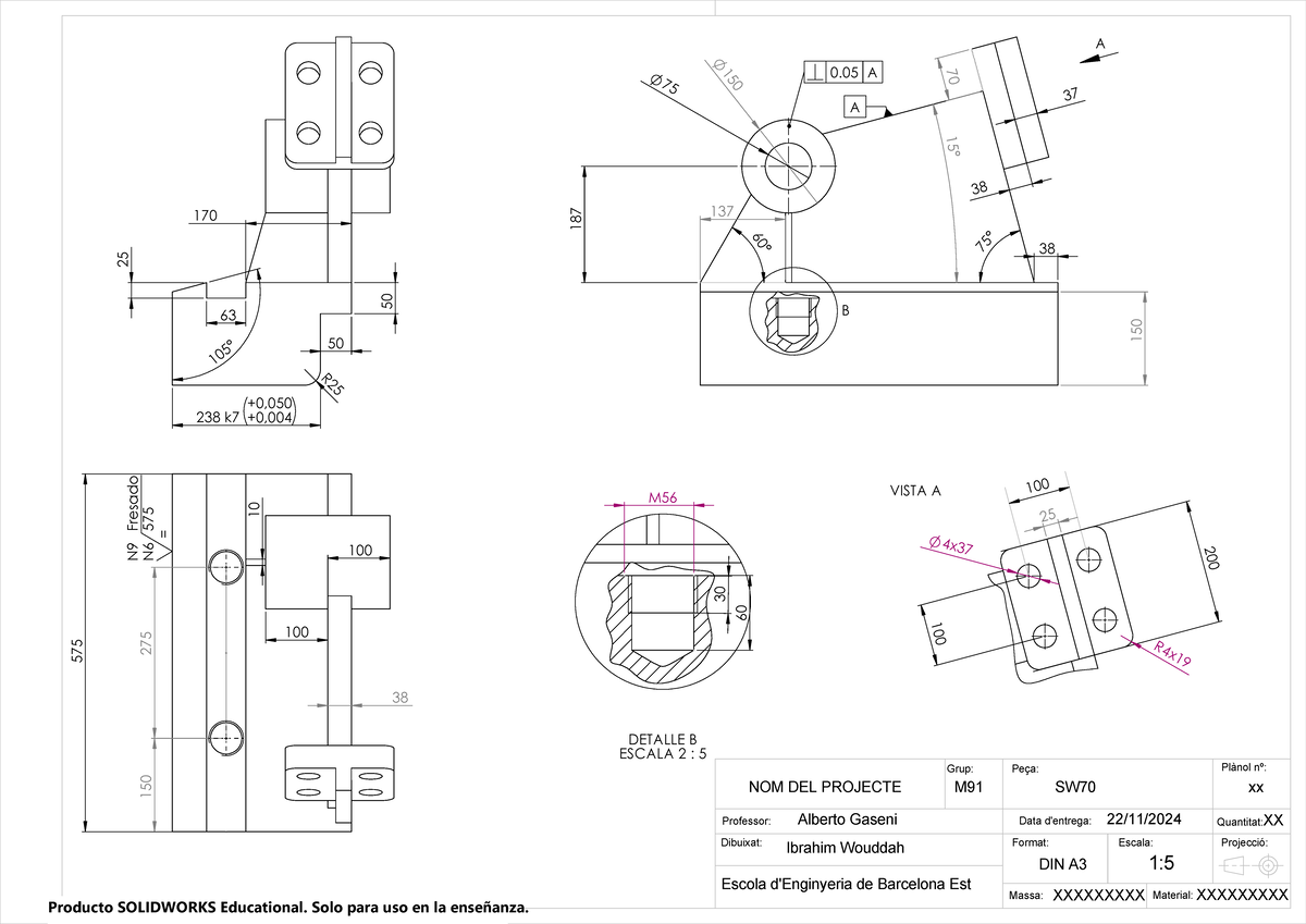 Dibujo plano SW70 pdf - Exercici de SolidWorks DAO2. - 137 70 275 150 ...