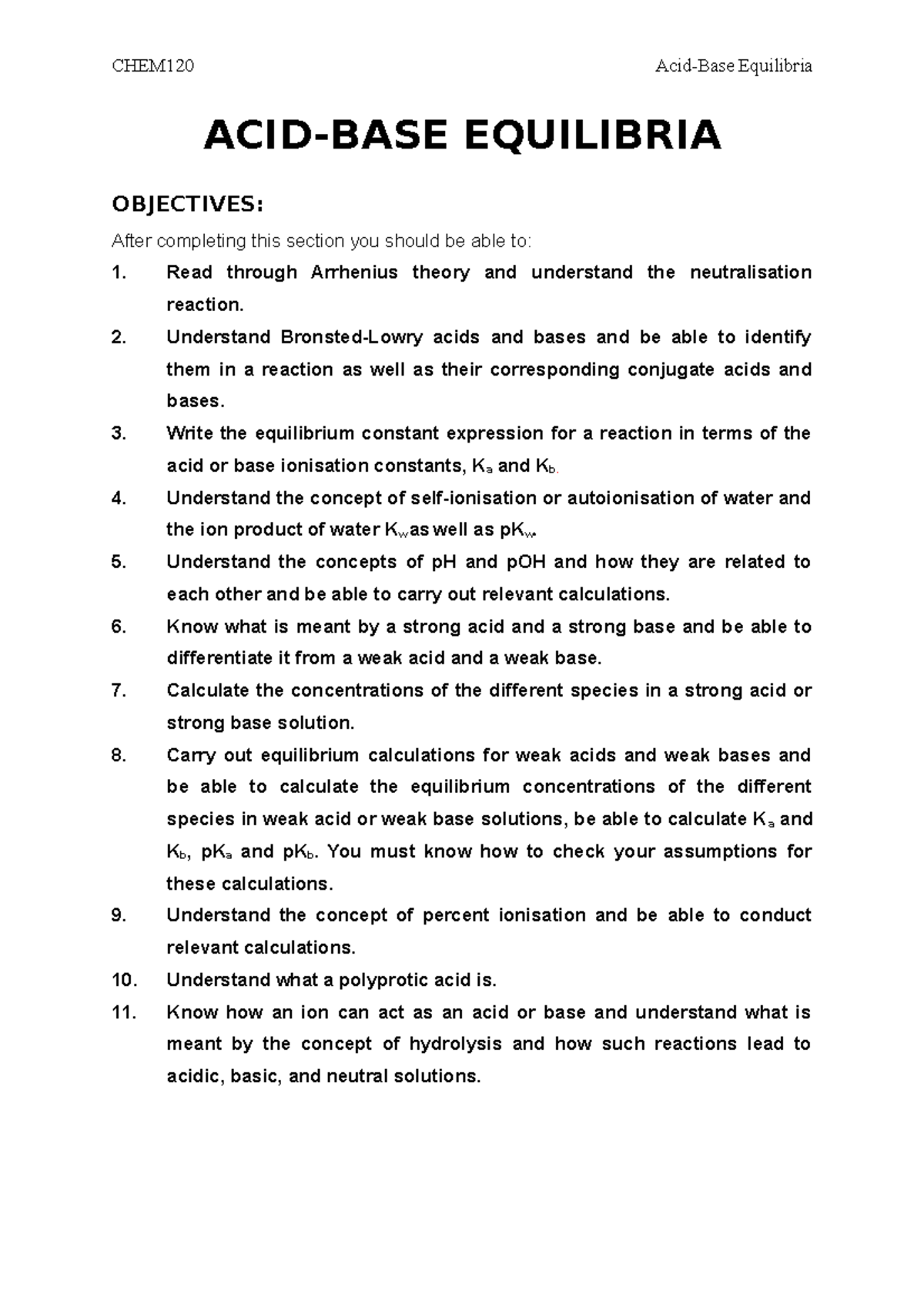 3. Acids Bases - Lecture notes 5 - CHEM120 - UKZN - Studocu
