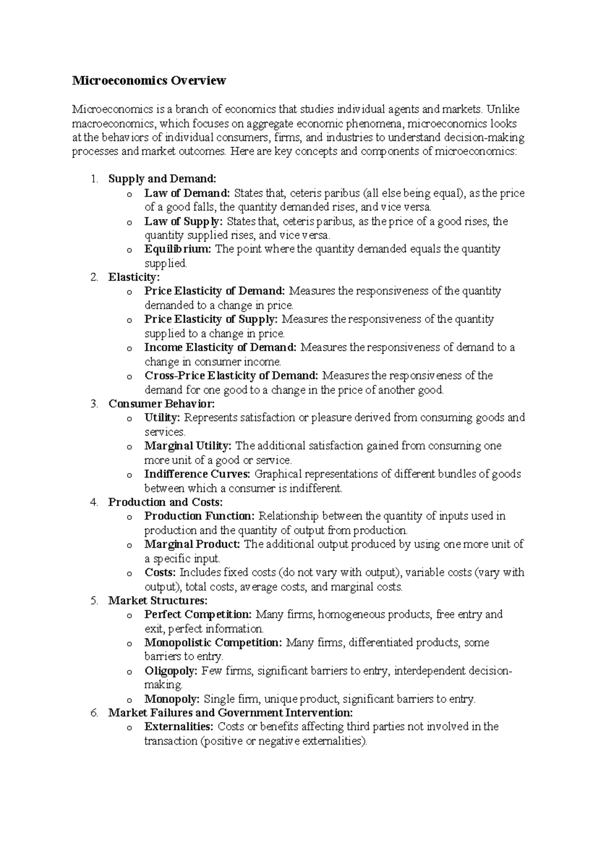 Microeconomics Overview - Microeconomics Overview Microeconomics is a ...