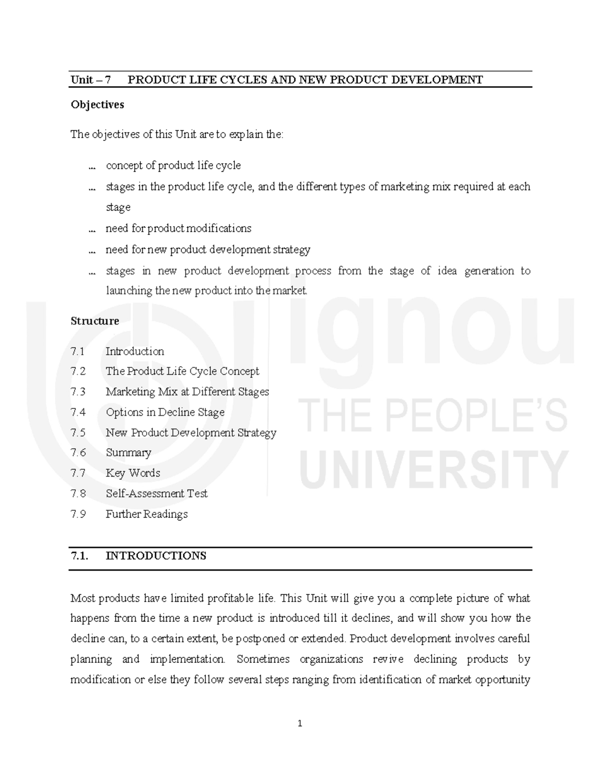 Product LIFE Cycles AND NEW Product Development - Unit ñ 7 PRODUCT LIFE ...