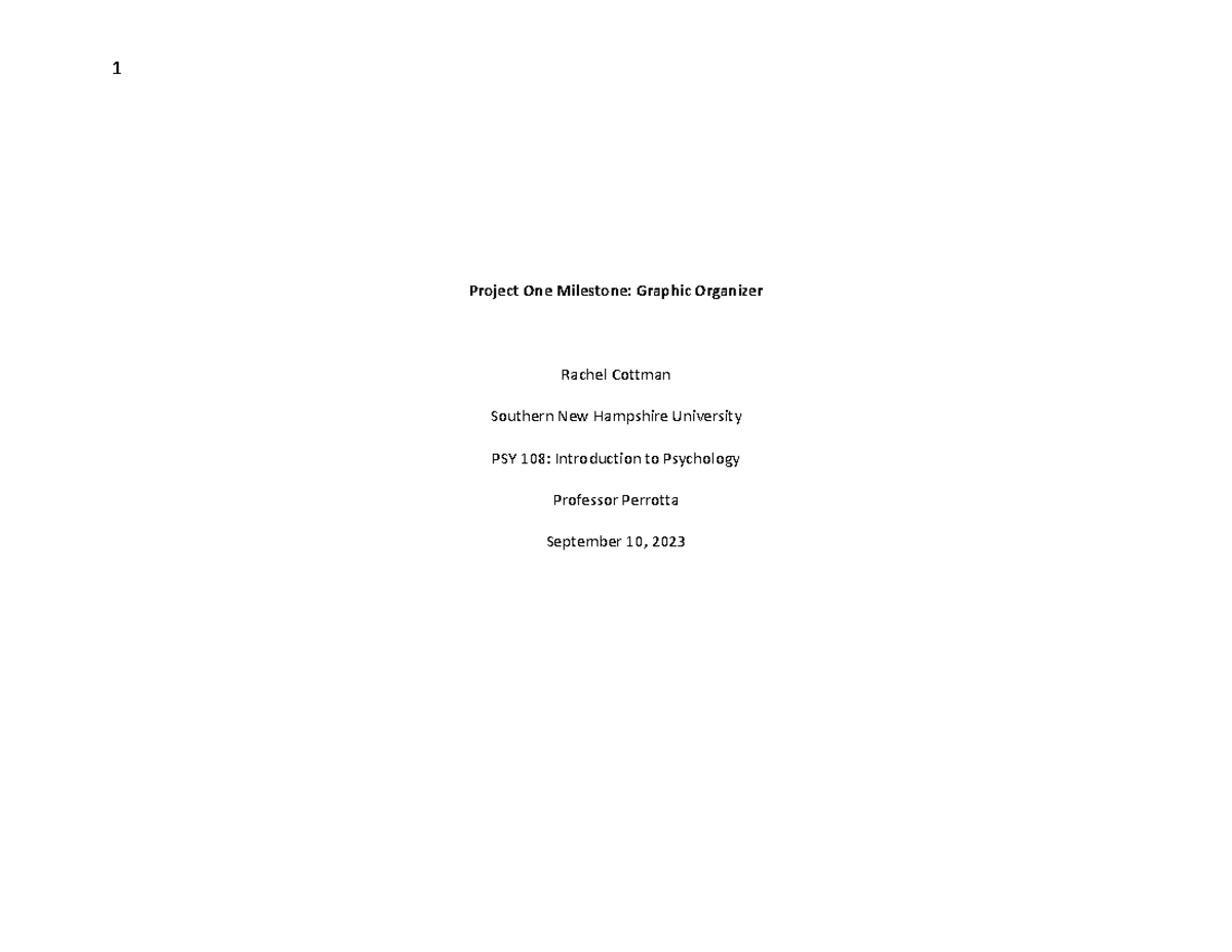 PSY108 Project One Milestone - Project One Milestone: Graphic Organizer ...
