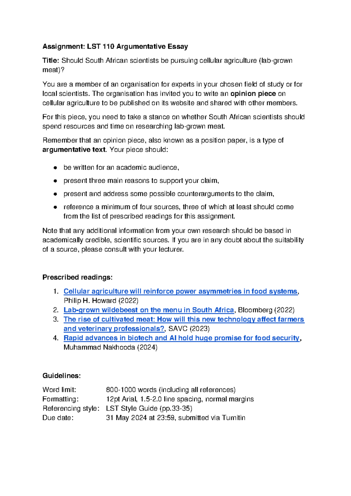LST 110 Essay Instructions (2) - Assignment: LST 110 Argumentative ...