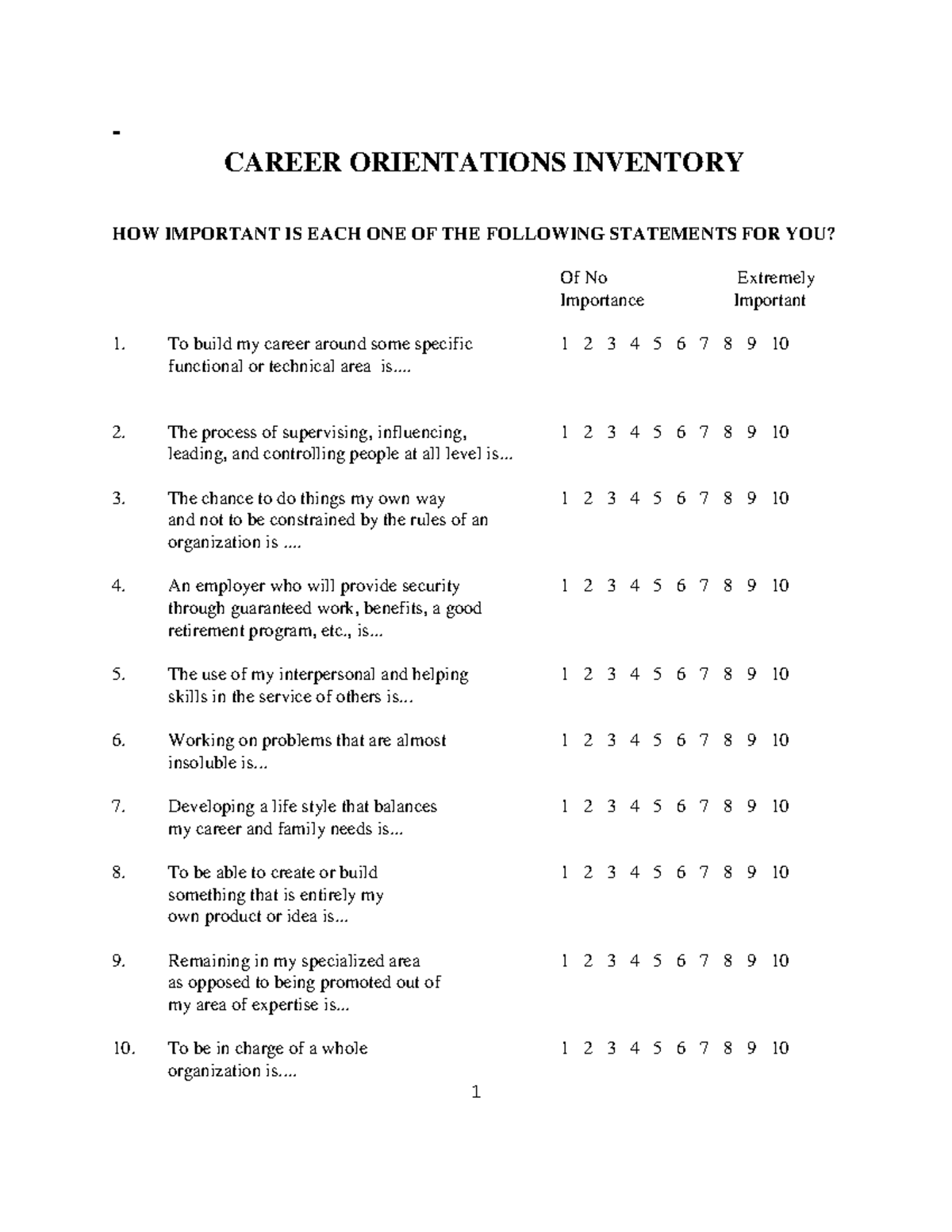 Career Oreintation Inventory - CAREER ORIENTATIONS INVENTORY HOW ...