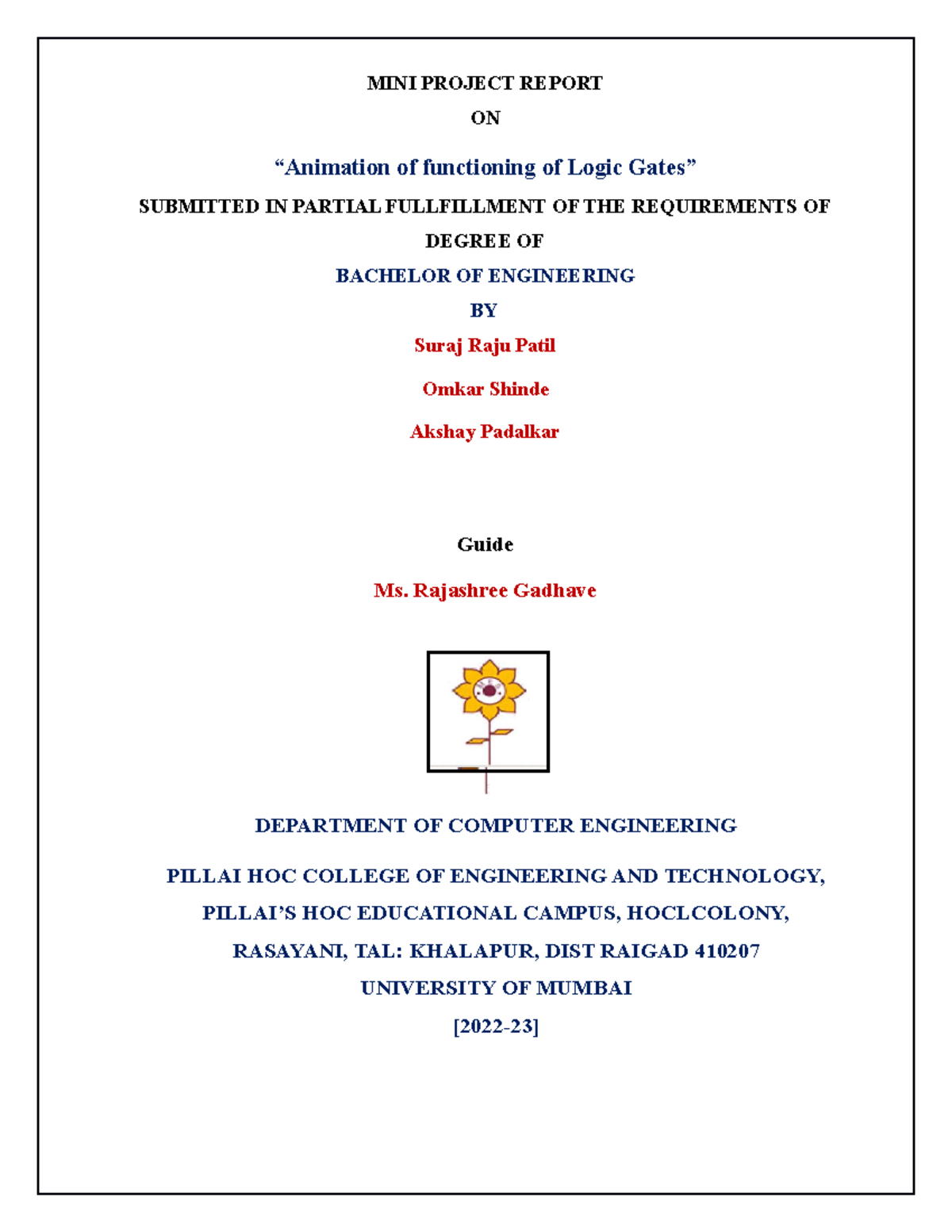 Main mini Project report - MINI PROJECT REPORT ON “Animation of ...