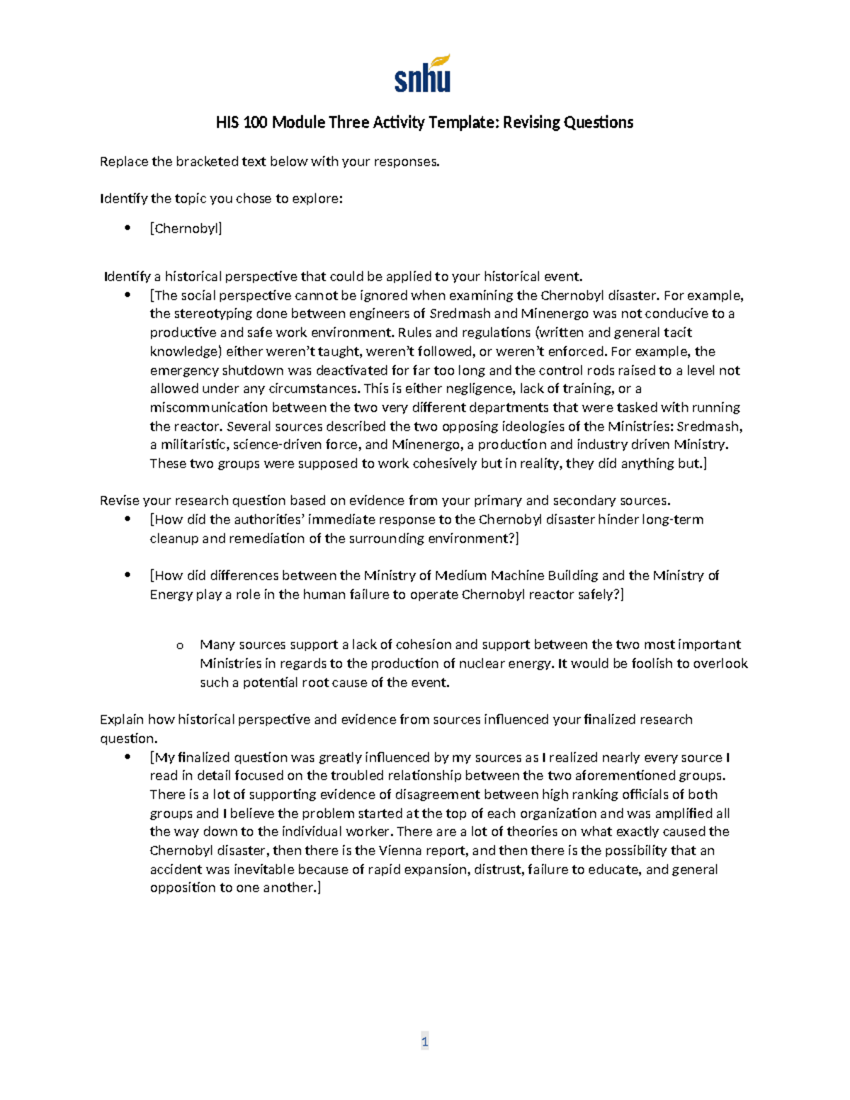 3-2 Assignment - 3-2 - HIS 100 Module Three Activity Template: Revising ...