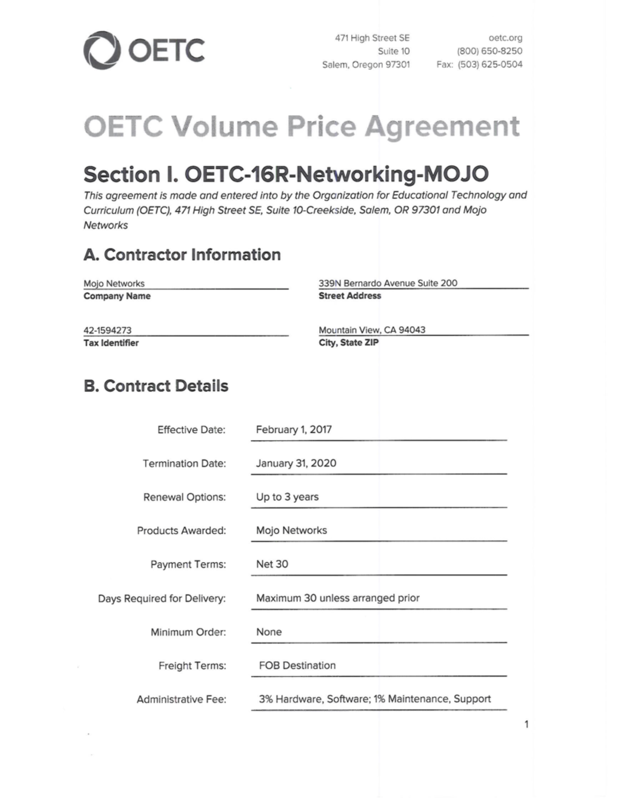 OETC 16R Networking MOJO - 16R-Networking Attachment C: Fulfillment ...