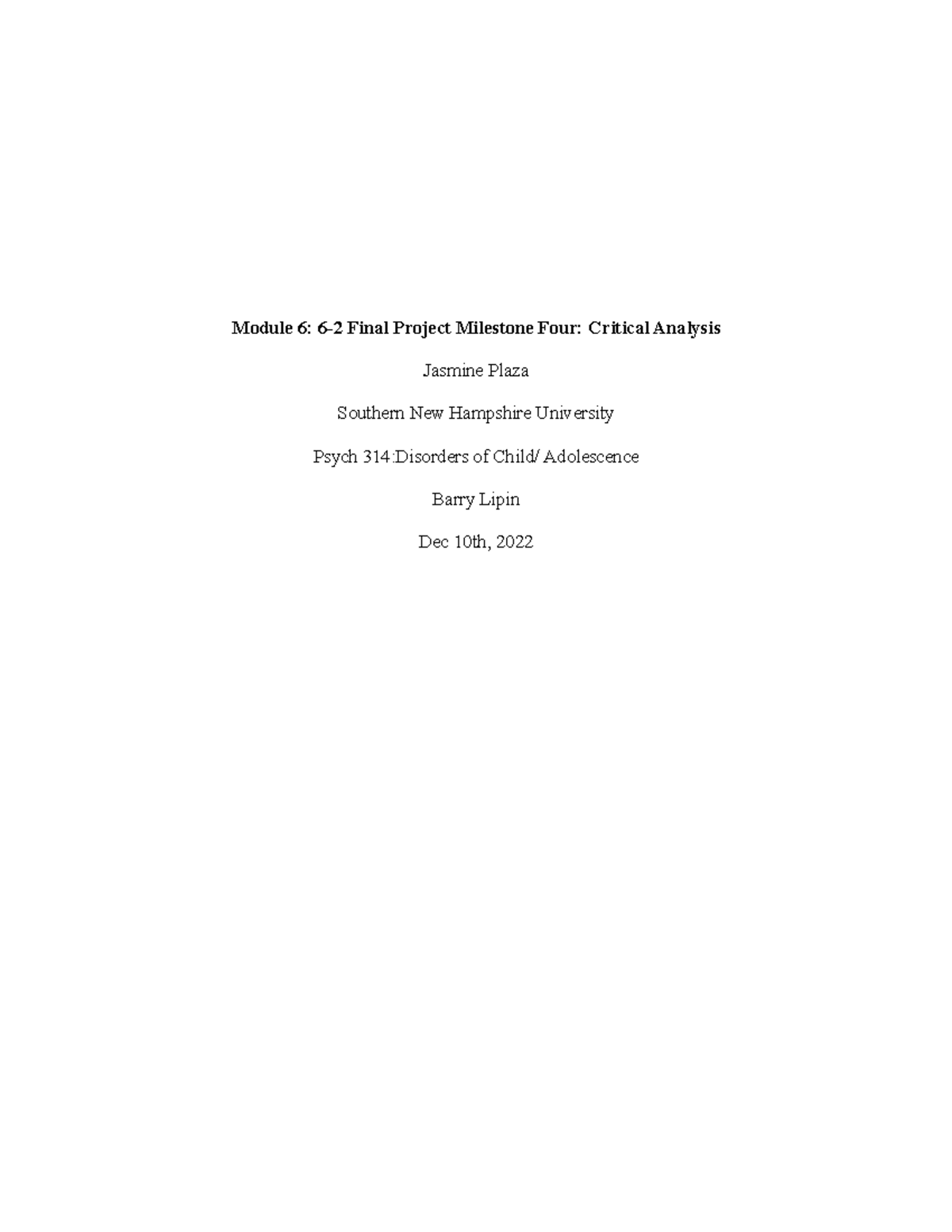 Module 6 6-2 Final Project Milestone Four Critical Analysis (1 ...