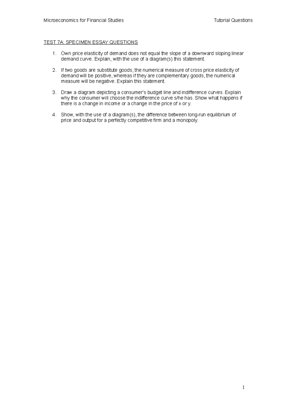 Tutorial Qs Test 7A - Microeconomics for Financial Studies Tutorial ...