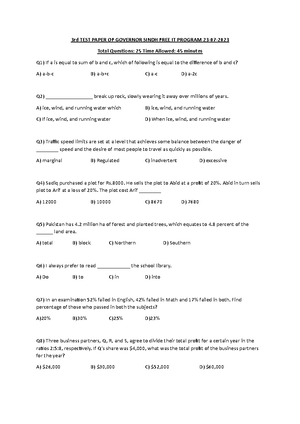 HEC Centralized Test - IT Graduates - HIGHER EDUCATION COMMISSION H-9 ...
