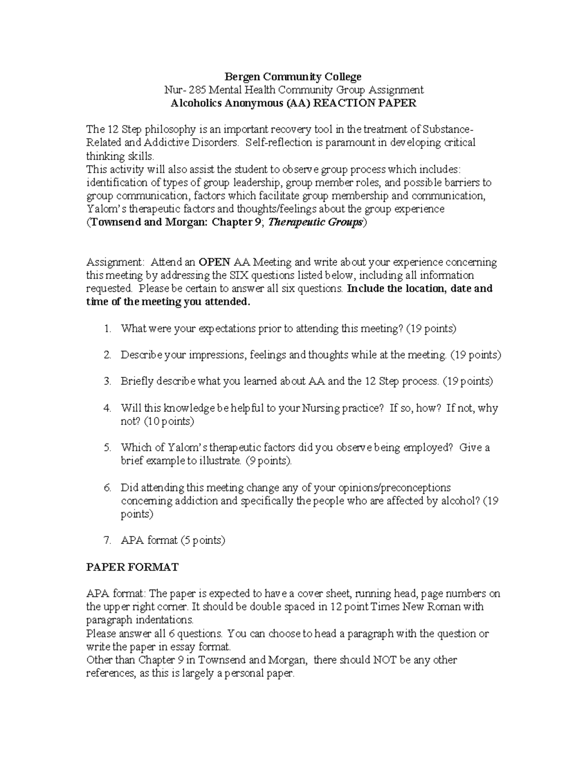 BCC AA Reaction Paper - 2023 - Tagged - Bergen Community College Nur ...