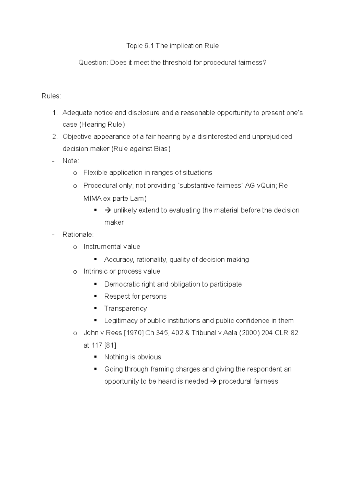 T6 - Summarised and consolidated notes - Topic 6 The implication Rule ...