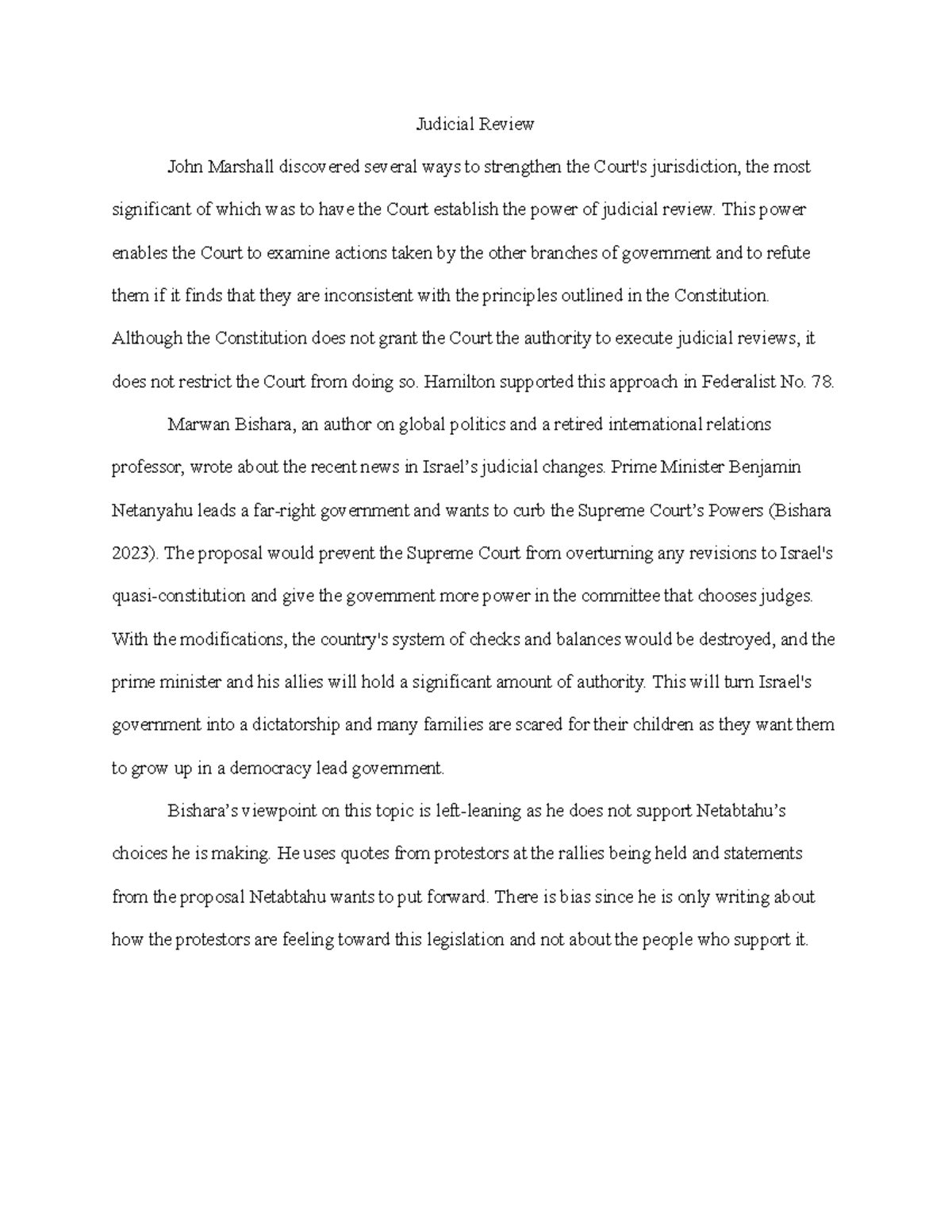 Media assignment 9 - Judicial Review - Judicial Review John Marshall ...