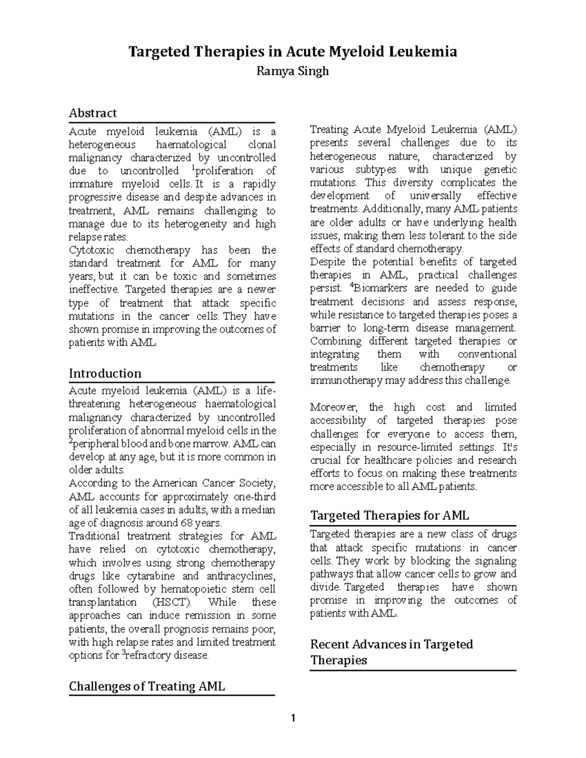 Targeted Therapies in AML - 1 Targeted Therapies in Acute Myeloid ...
