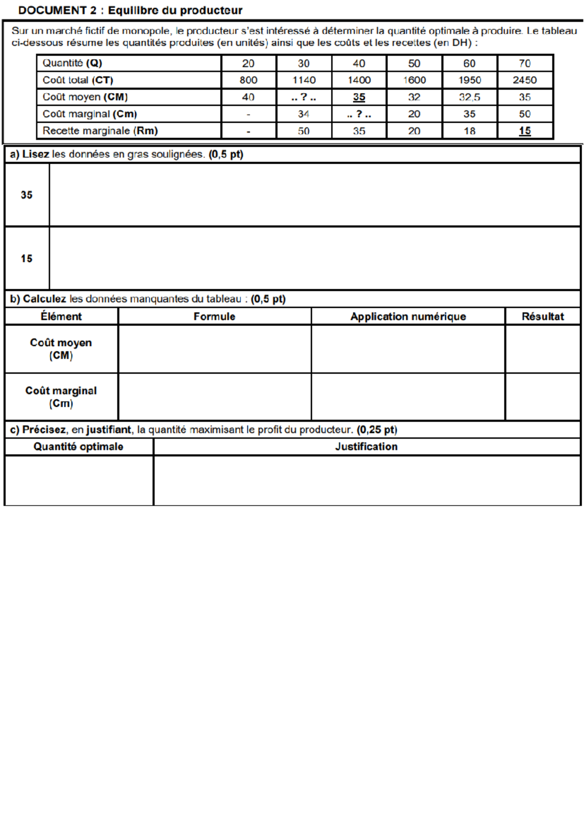 Régulation par le marché 2 - DOCUMENT 2 : Equilibre du producteur Sur ...