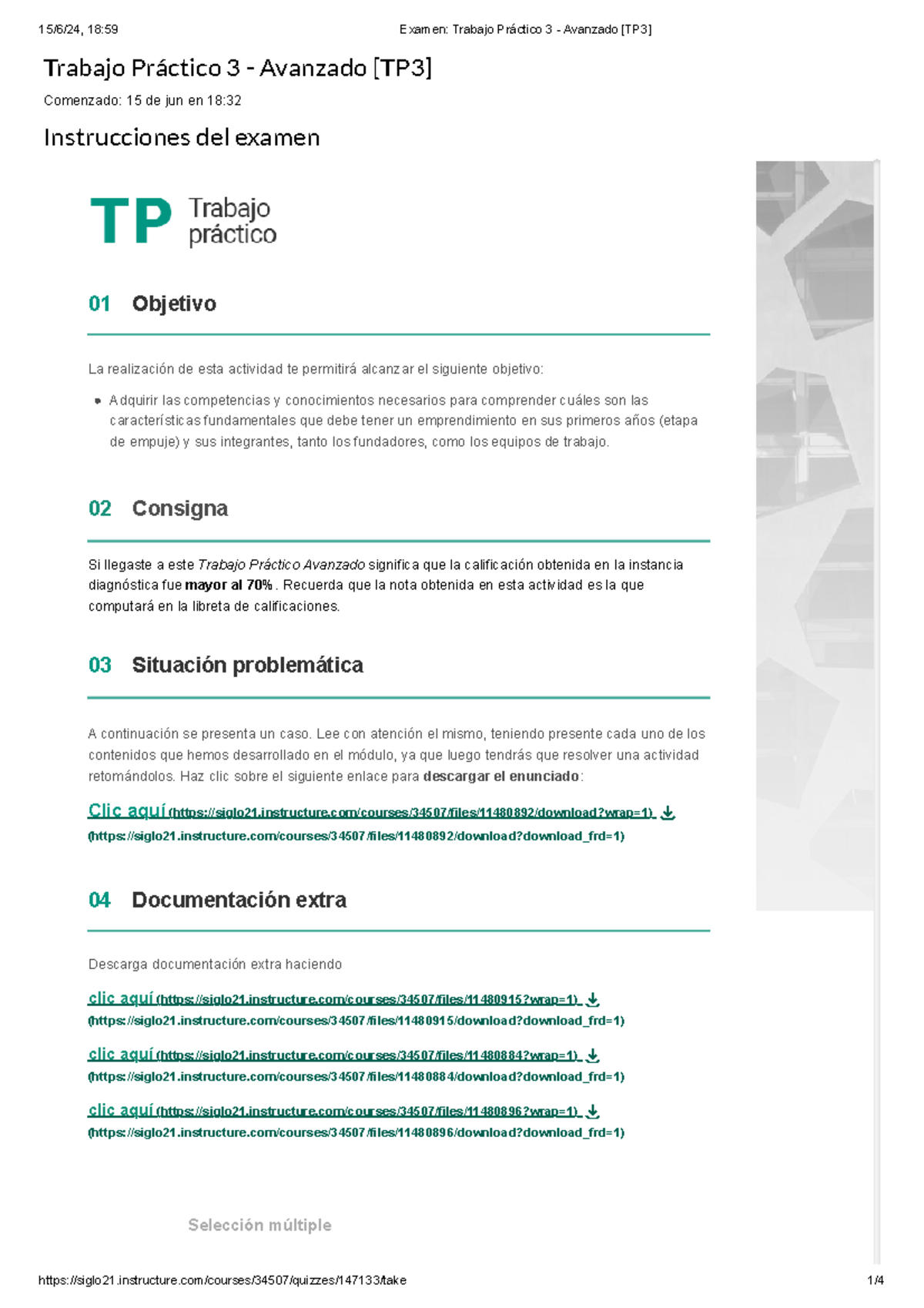 Examen Trabajo Práctico 3 - Avanzado 90 de 100 - Trabajo Práctico 3 - Avanzado [TP3] Comenzado ...