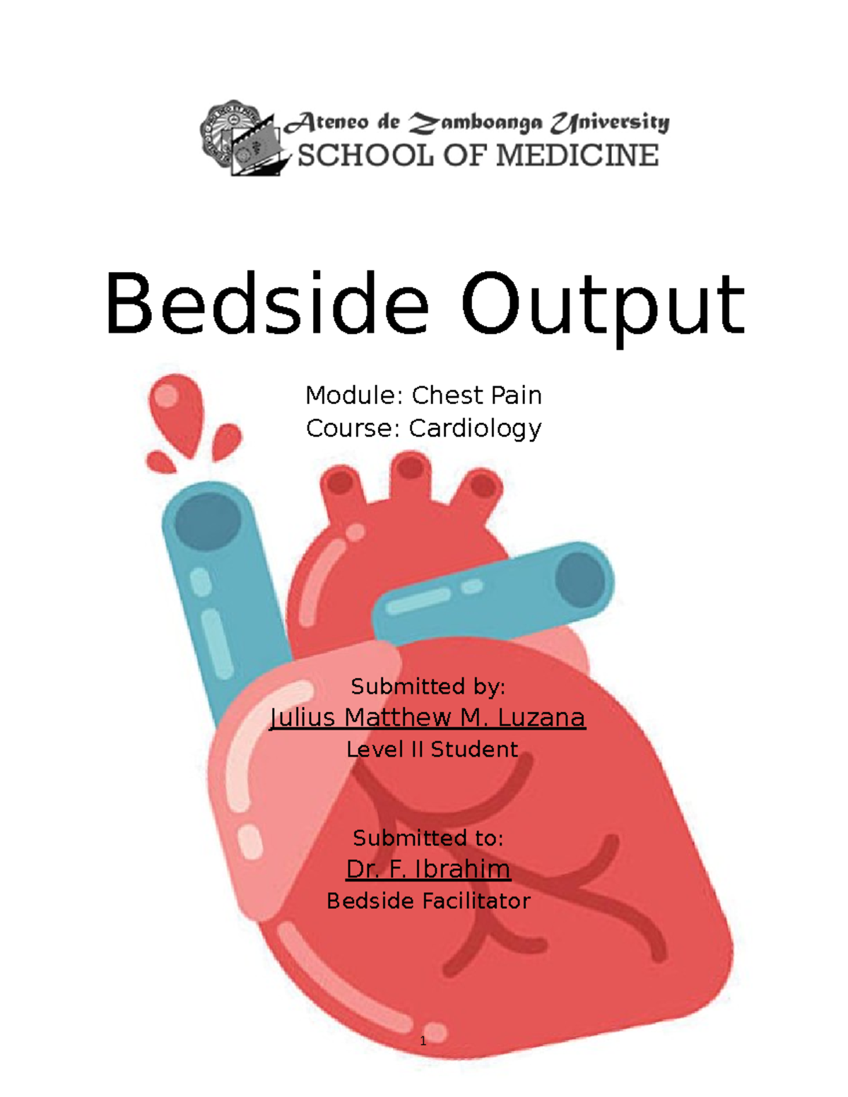 Bedside Template Handwritten ( Cardio) - Bedside Output Module: Chest ...