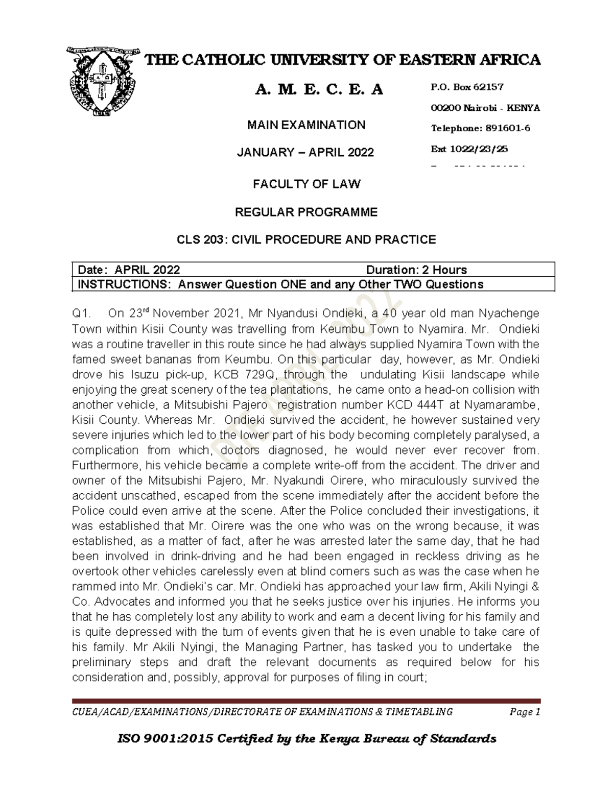 CLS 203 - Notes. - THE CATHOLIC UNIVERSITY OF EASTERN AFRICA MAIN ...