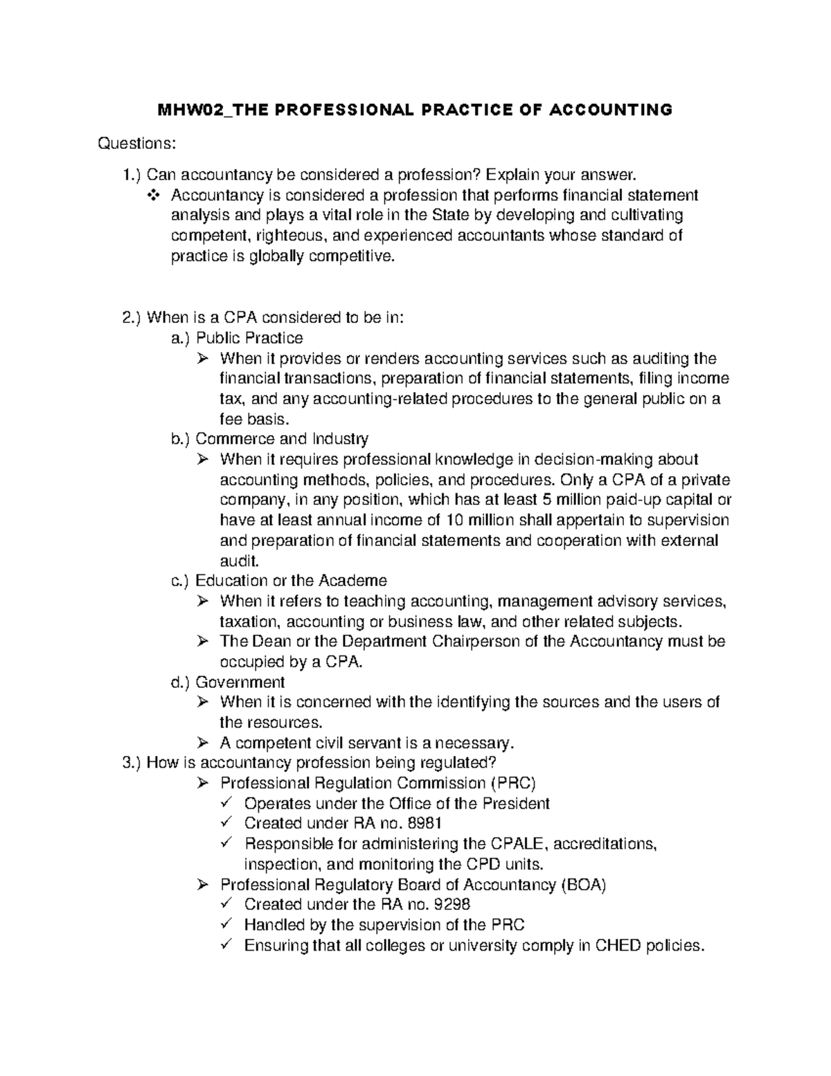 Assignment in Auditing 01 - THE Professional Practice OF Accounting ...