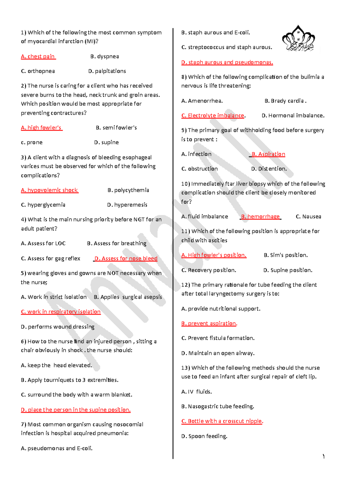 Reference 1 - Prometric practice - g Which of the following the most ...