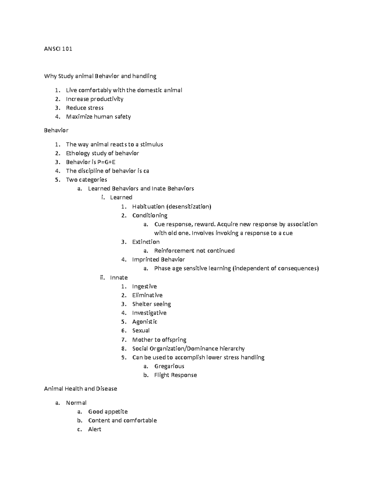 Ansci 101 - Lecture notes over the 2022/2023 year with questions ...