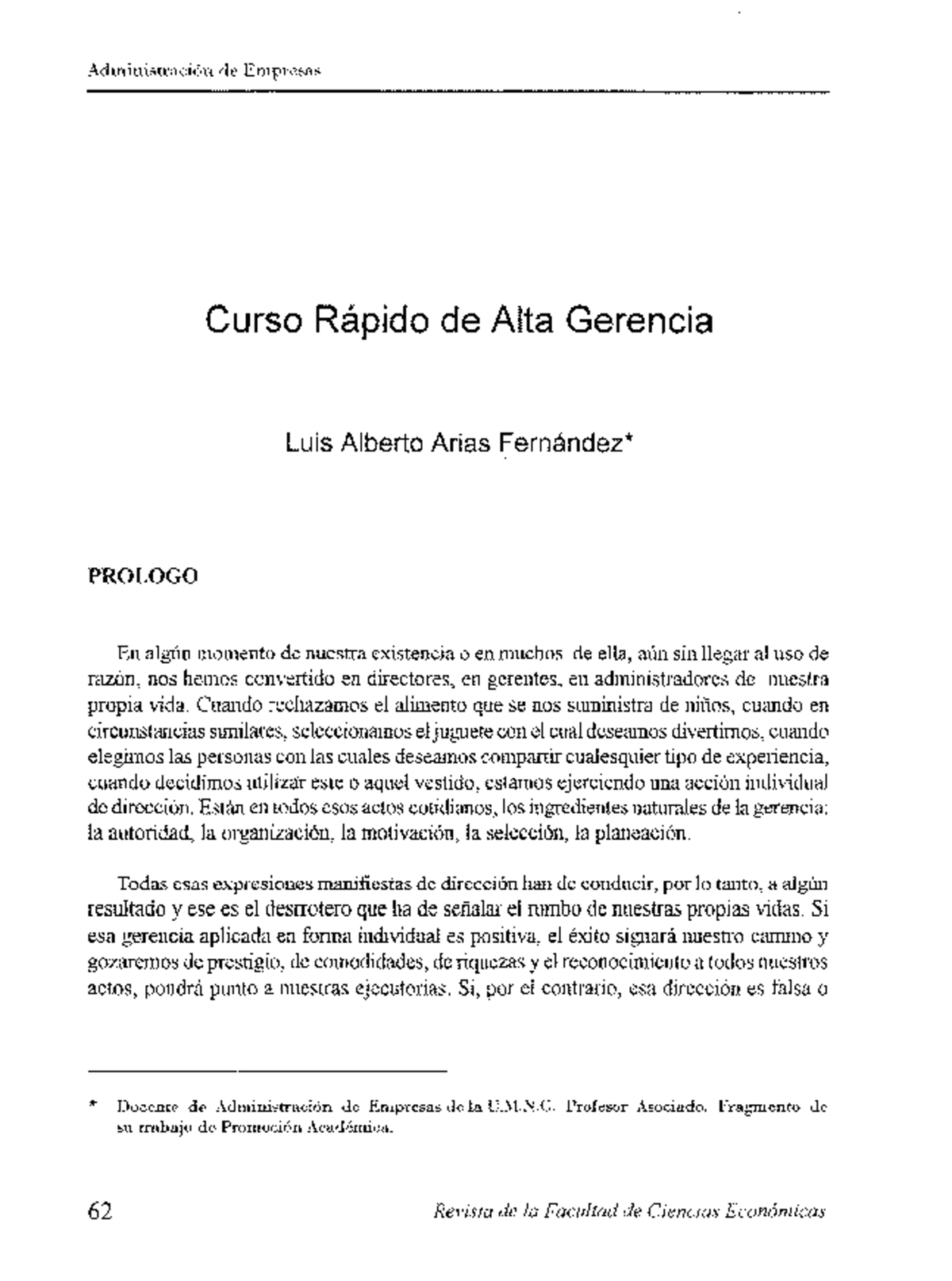 Resumen de Alta Gerencia rapido - Admiriistración de Empresas Curso ...