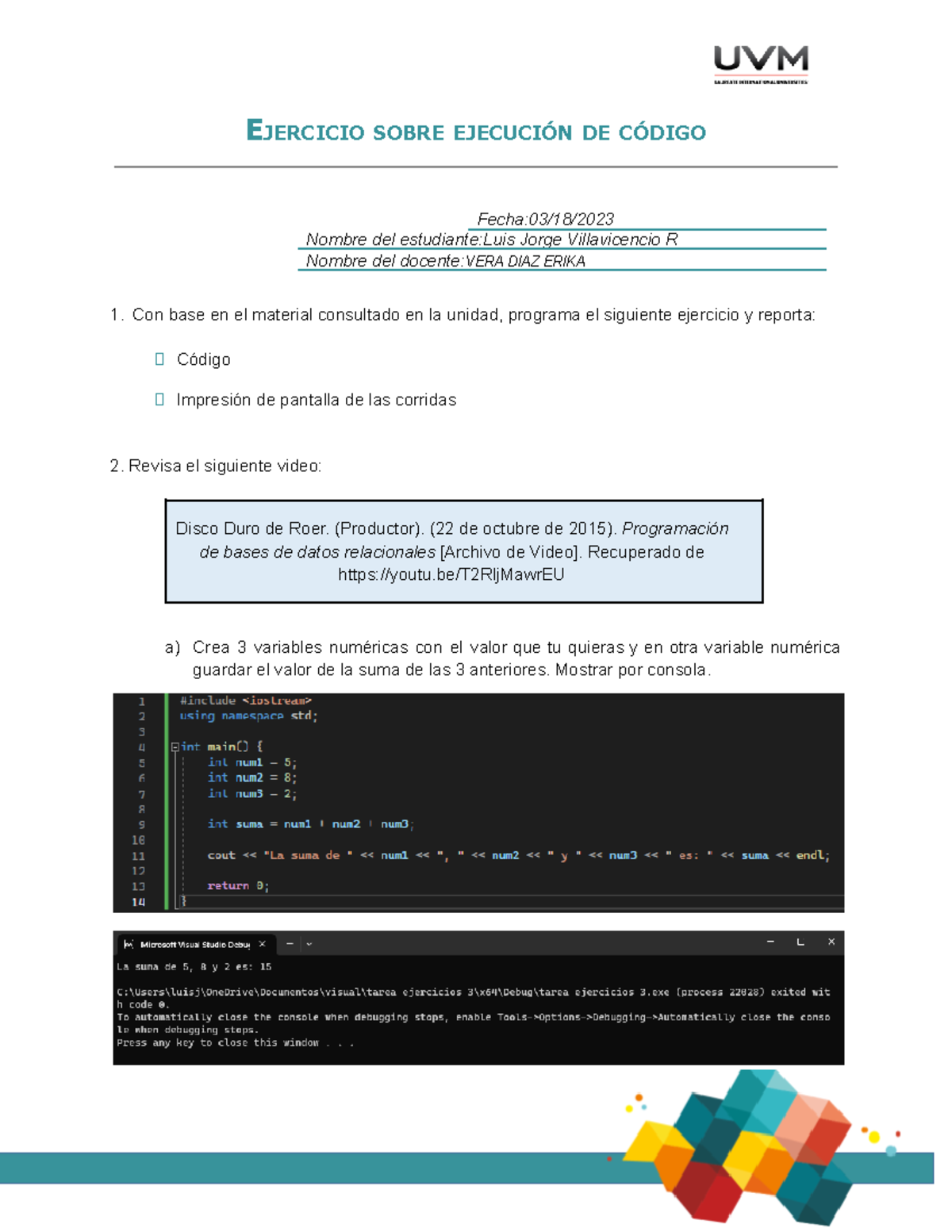 A3 Ejercicio - Acitvidad 3 de progra avananzada - EJERCICIO SOBRE ...