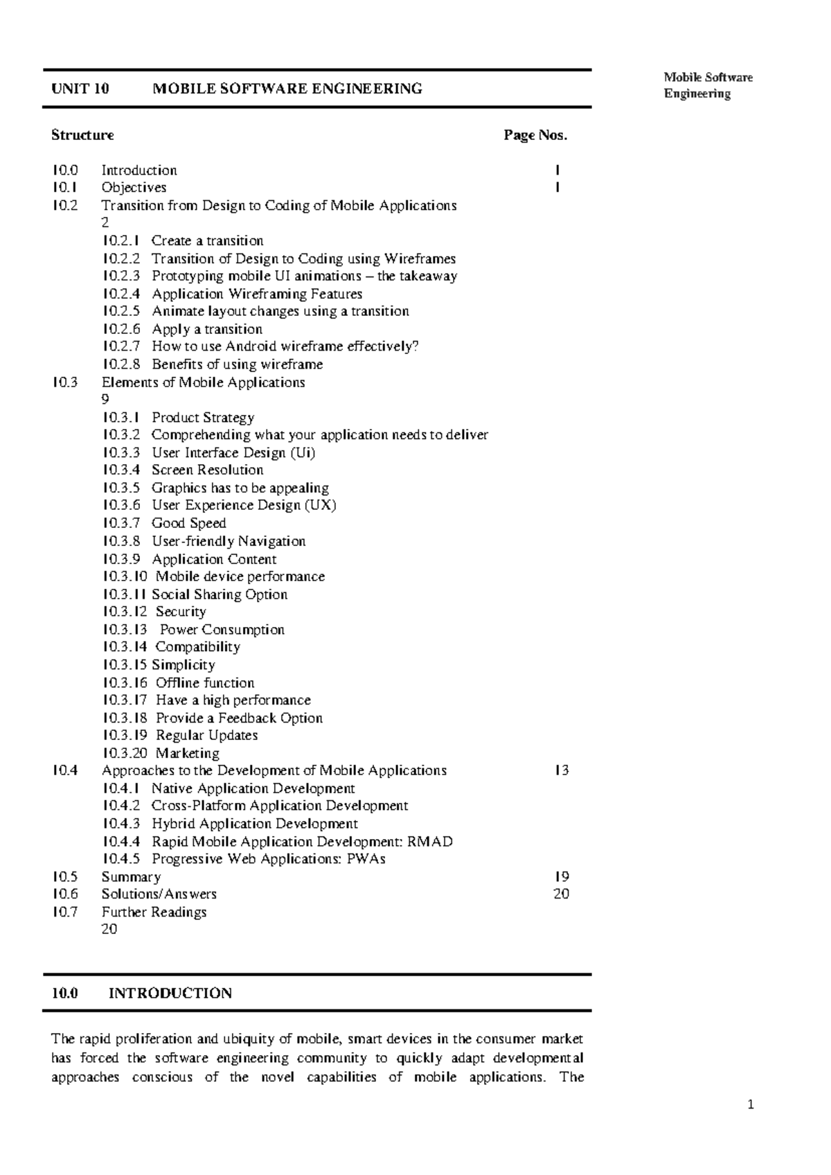 Unit-10 - Software Engineering - Mobile Software UNIT 10 MOBILE SOFTWARE ENGINEERING Engineering ...