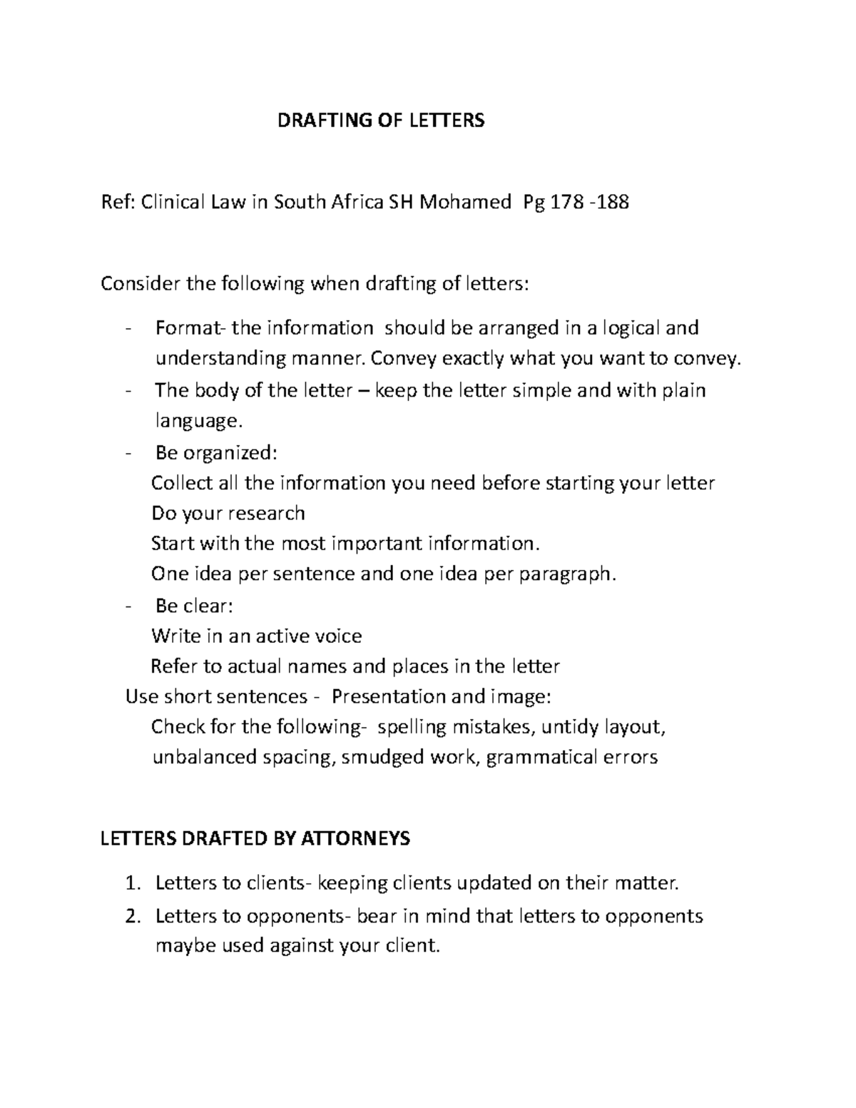 Lesson 6 Drafting OF Letters - DRAFTING OF LETTERS Ref: Clinical Law in ...