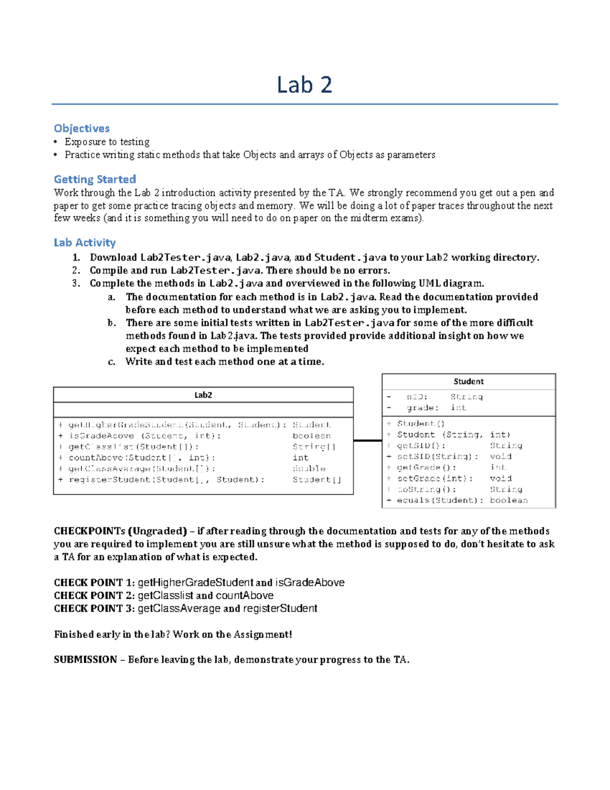 Lab 2 Csc 115 Uvic Lab 2 Objectives Exposure To Testing Practice