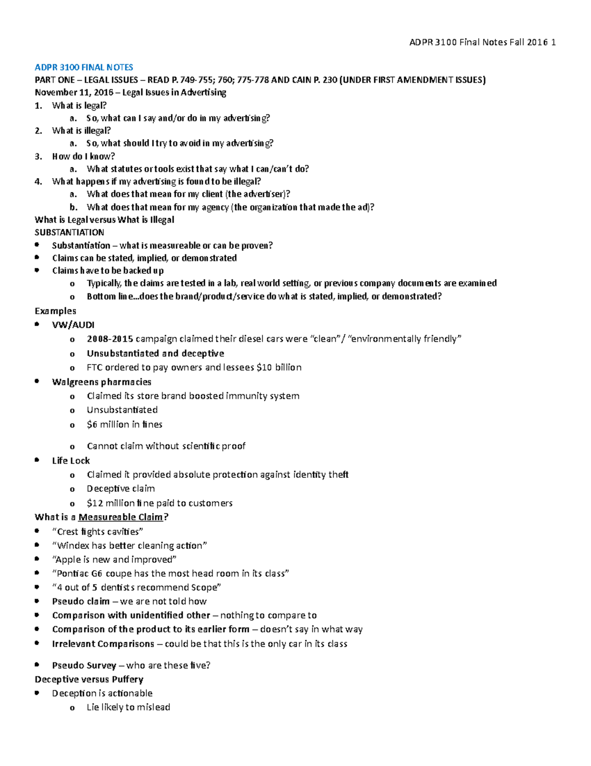 ADPR 3100 TEST Three Notes - ADPR 3100 Final Notes Fall 2016 1 ADPR ...