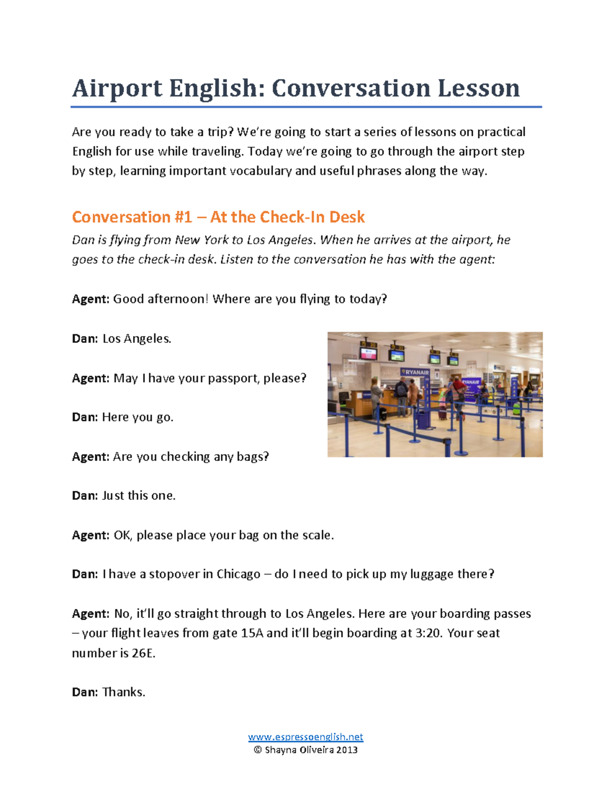 Free PDF Airport Conversations - espressoenglish Airport English ...