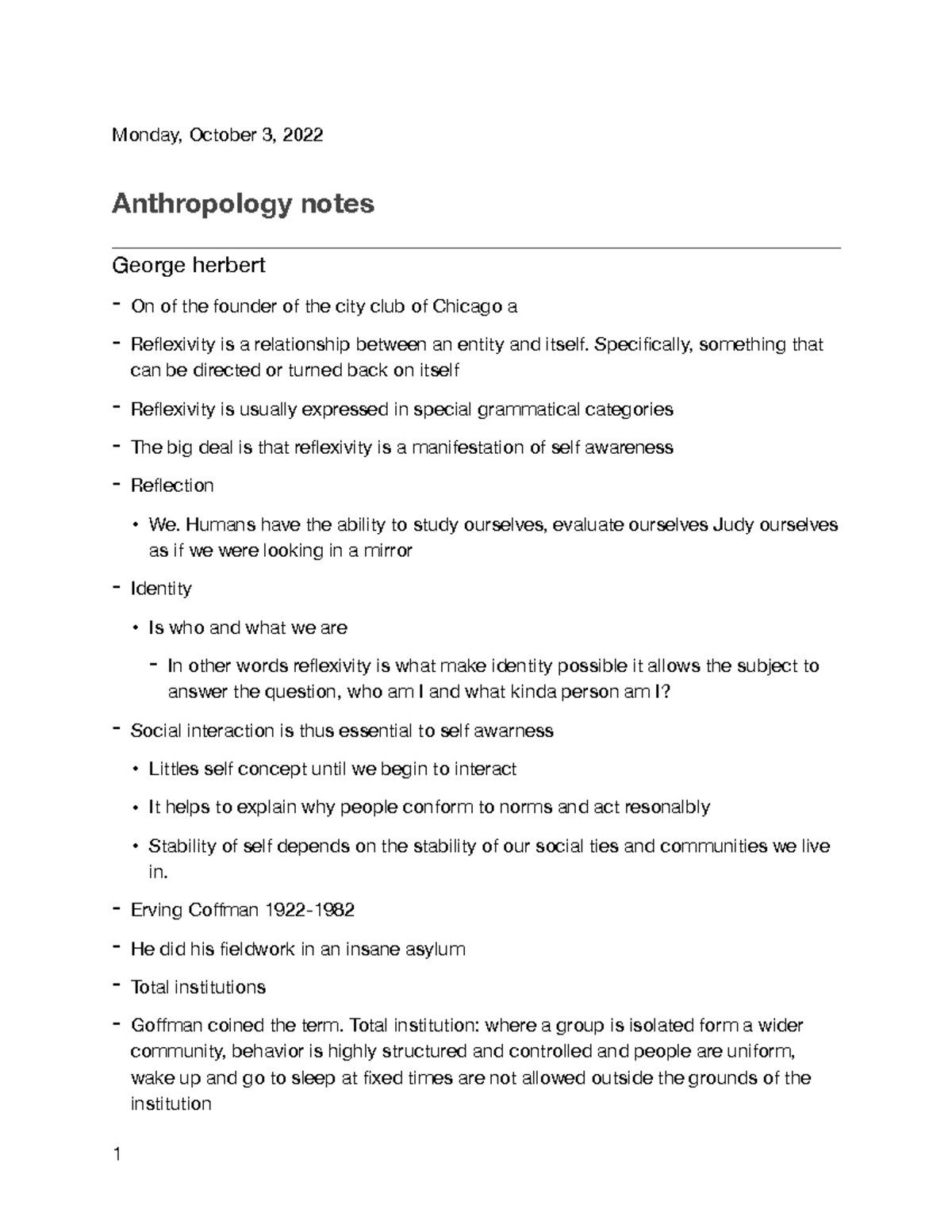Anthropology notes oct 3,2022 - Monday, October 3, 2022 Anthropology ...