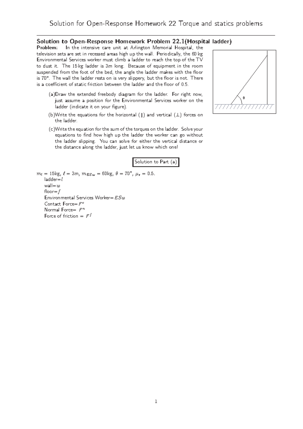 O.R. 22 - Open Response 22 - Solution for Homework 22 Torque and ...