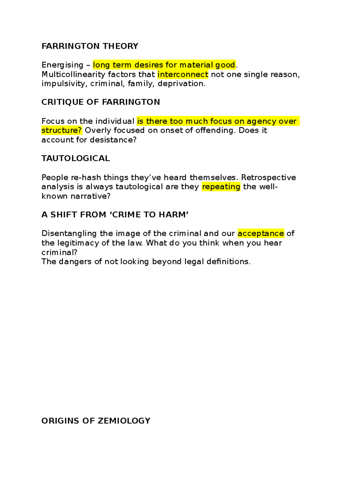 Farrington Theory - FARRINGTON THEORY Energising – long term desires ...