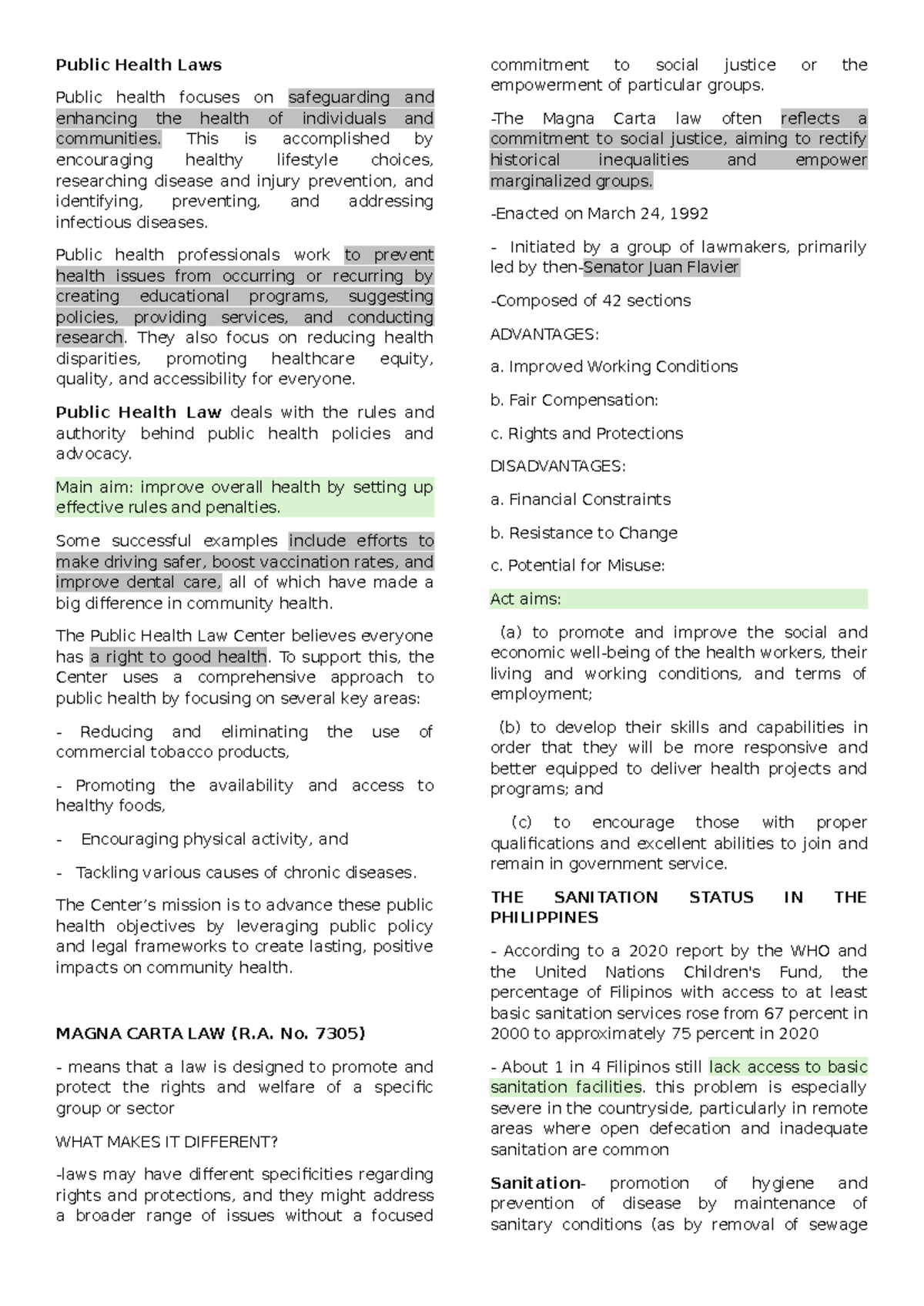 Public Health Laws - Public Health Laws Public health focuses on ...