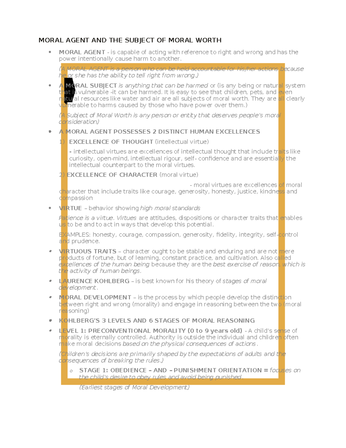 Moral agent and the subject of moral worth - MORAL AGENT AND THE ...