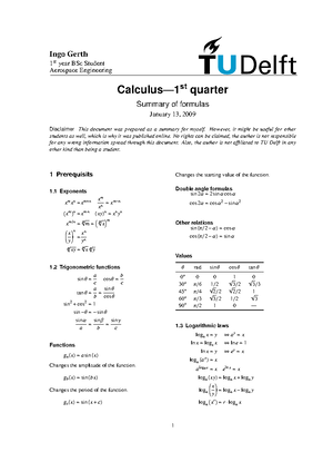 Calculus for Engineering Q1 exercises - Calculus for Engineering Q1 ...