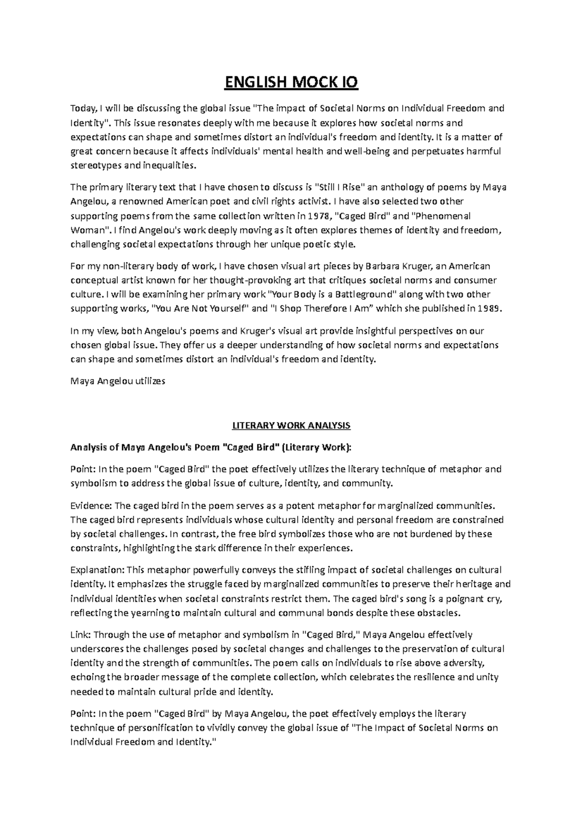 MOCK IO Script Draft - JJSJNDJAJD - ENGLISH MOCK IO Today, I will be ...