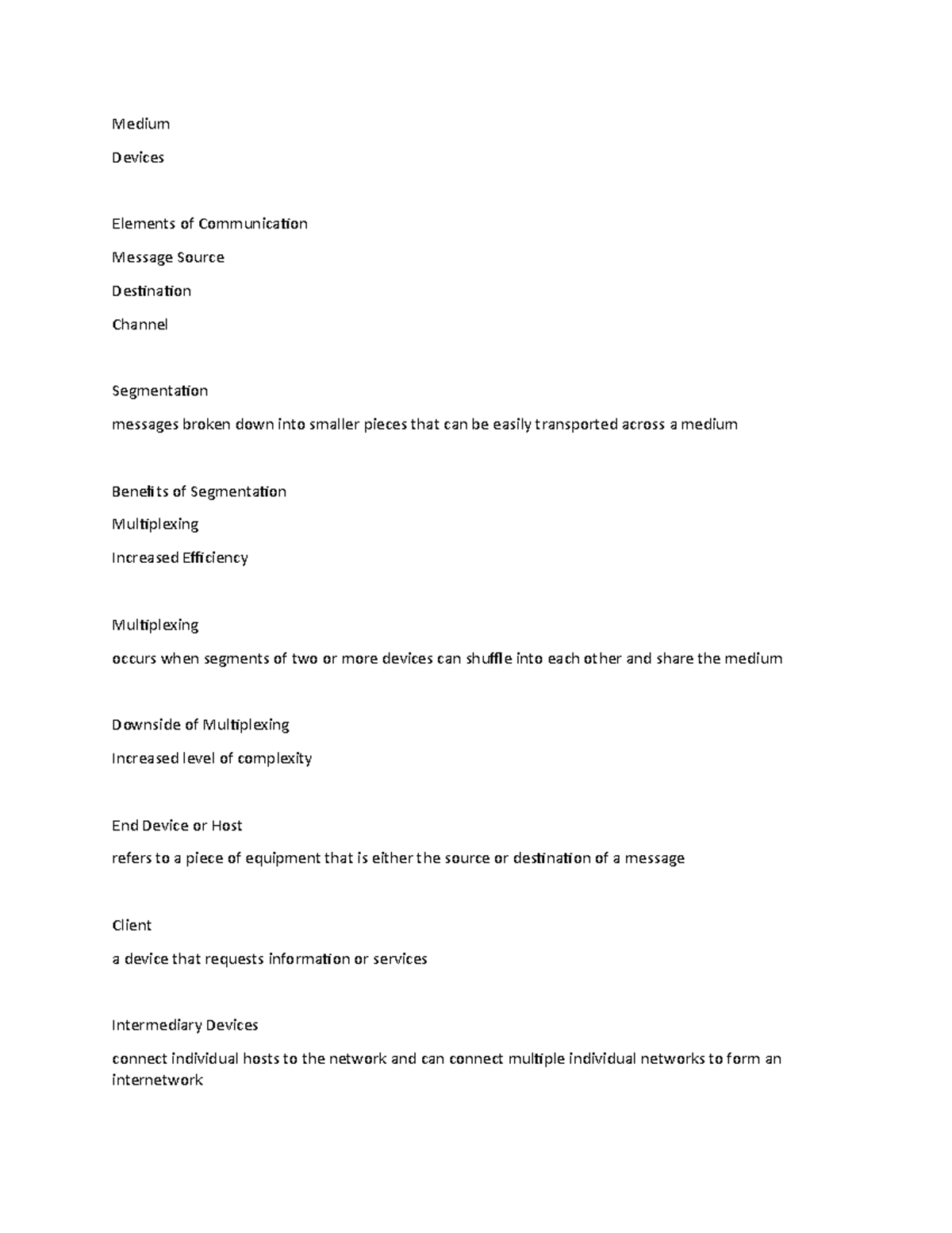 Advanced Computer Networks Lecture Notes 1 Medium Devices Elements Of