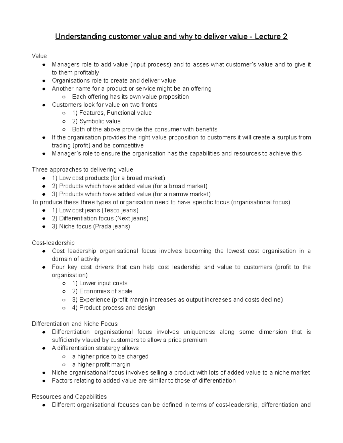 Lecture 2 - Understanding customer value and why to deliver value ...