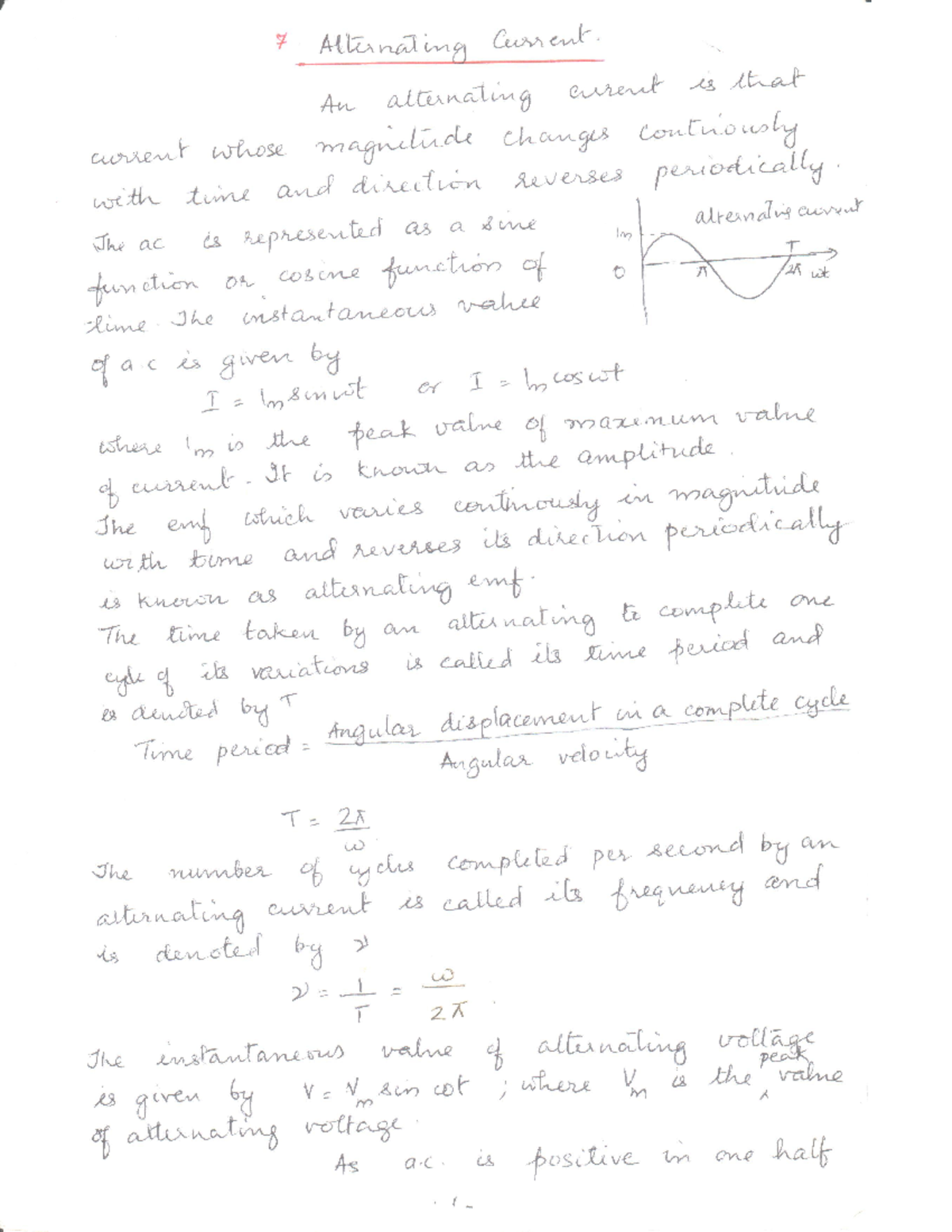 Alternating Current - Physics - Studocu