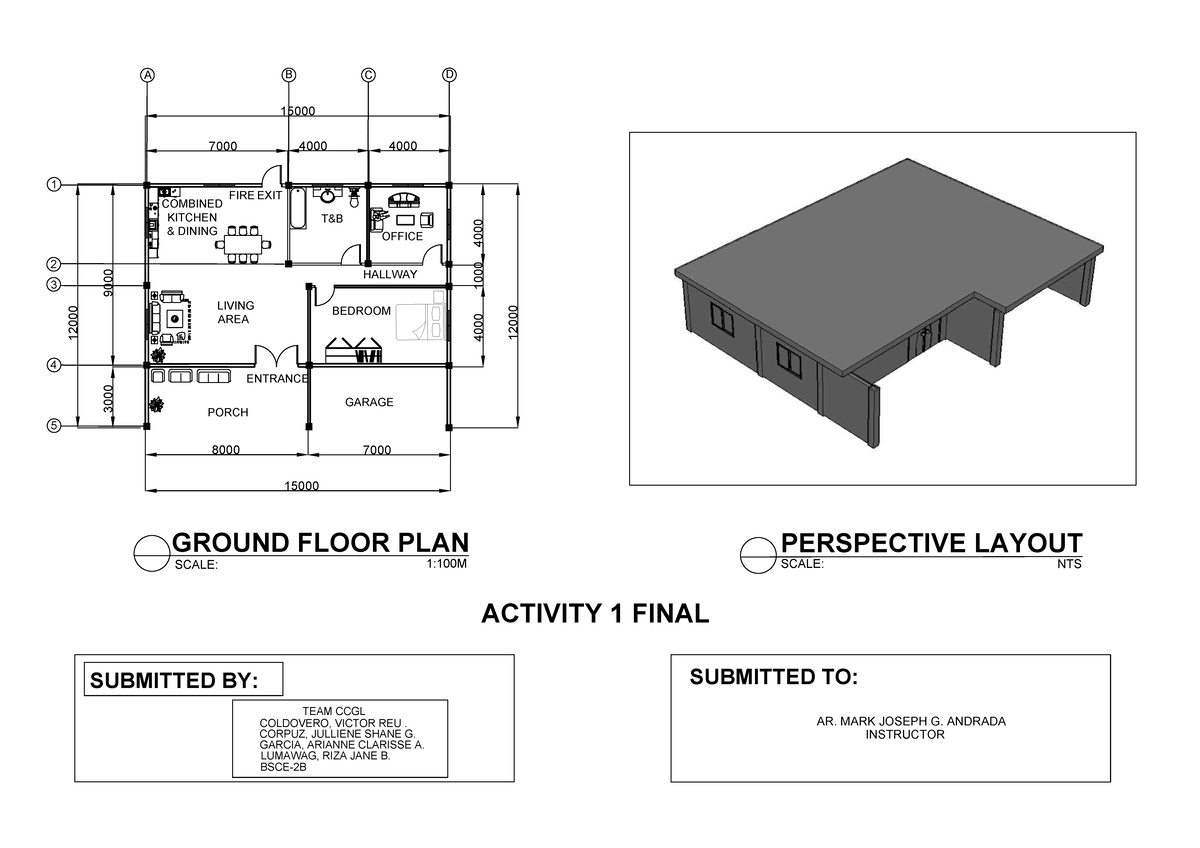 Drawing 1 final-Model - GROUND FLOOR PLAN SCALE: 1:100M GARAGE T&B ...