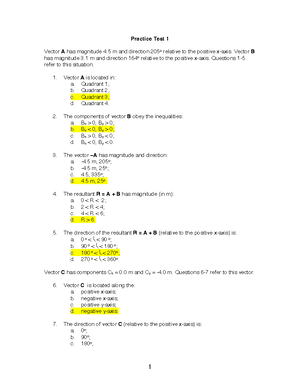 Physics 1 - Practic Test 3 - Practice Test 3 Amal (A) and George (G ...