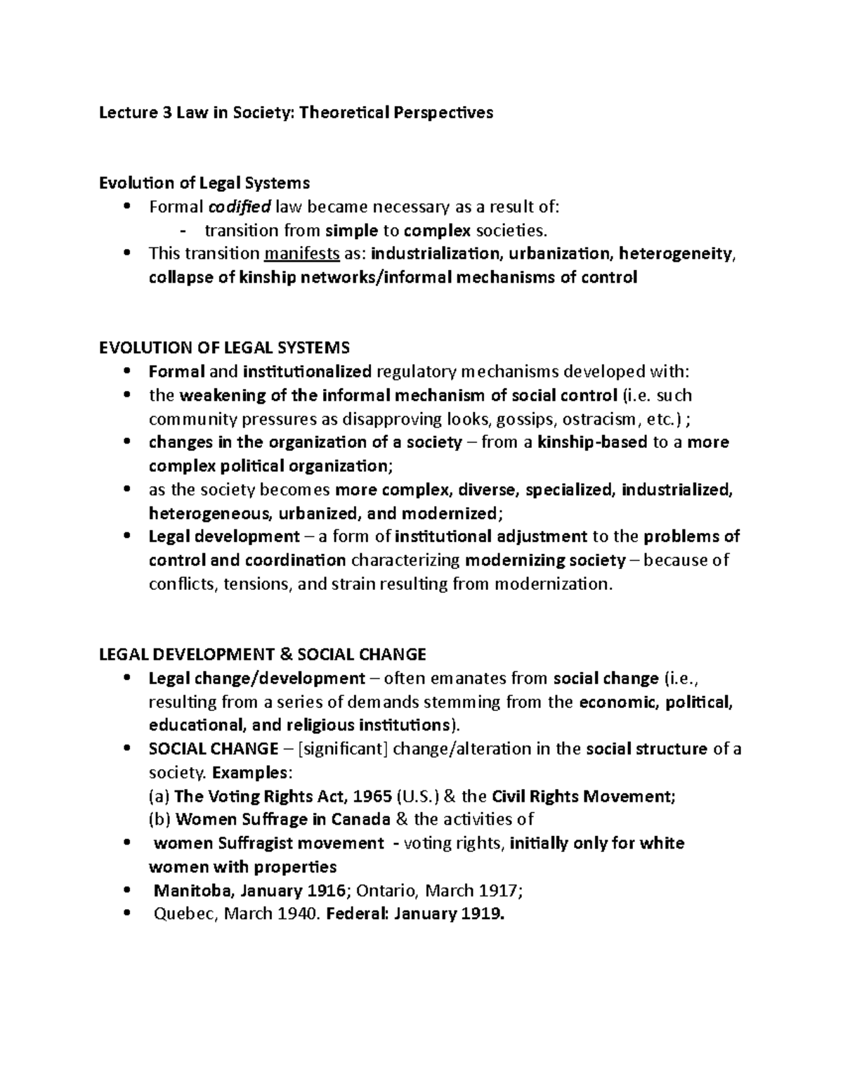 Lecture 3 Law in Society - Lecture 3 Law in Society: Theoretical ...