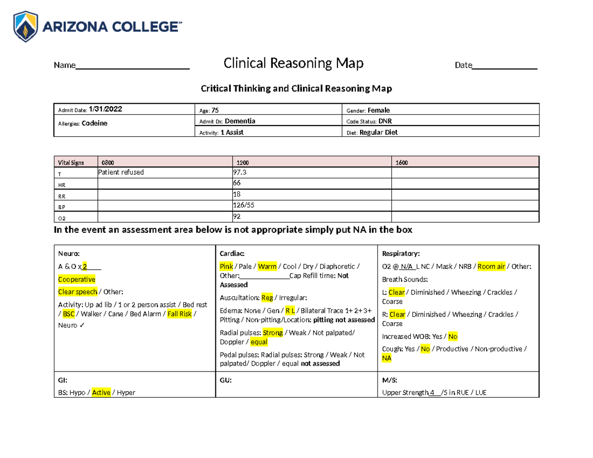 Critical Thinking Map Fundamentals - Critical Thinking and Clinical ...