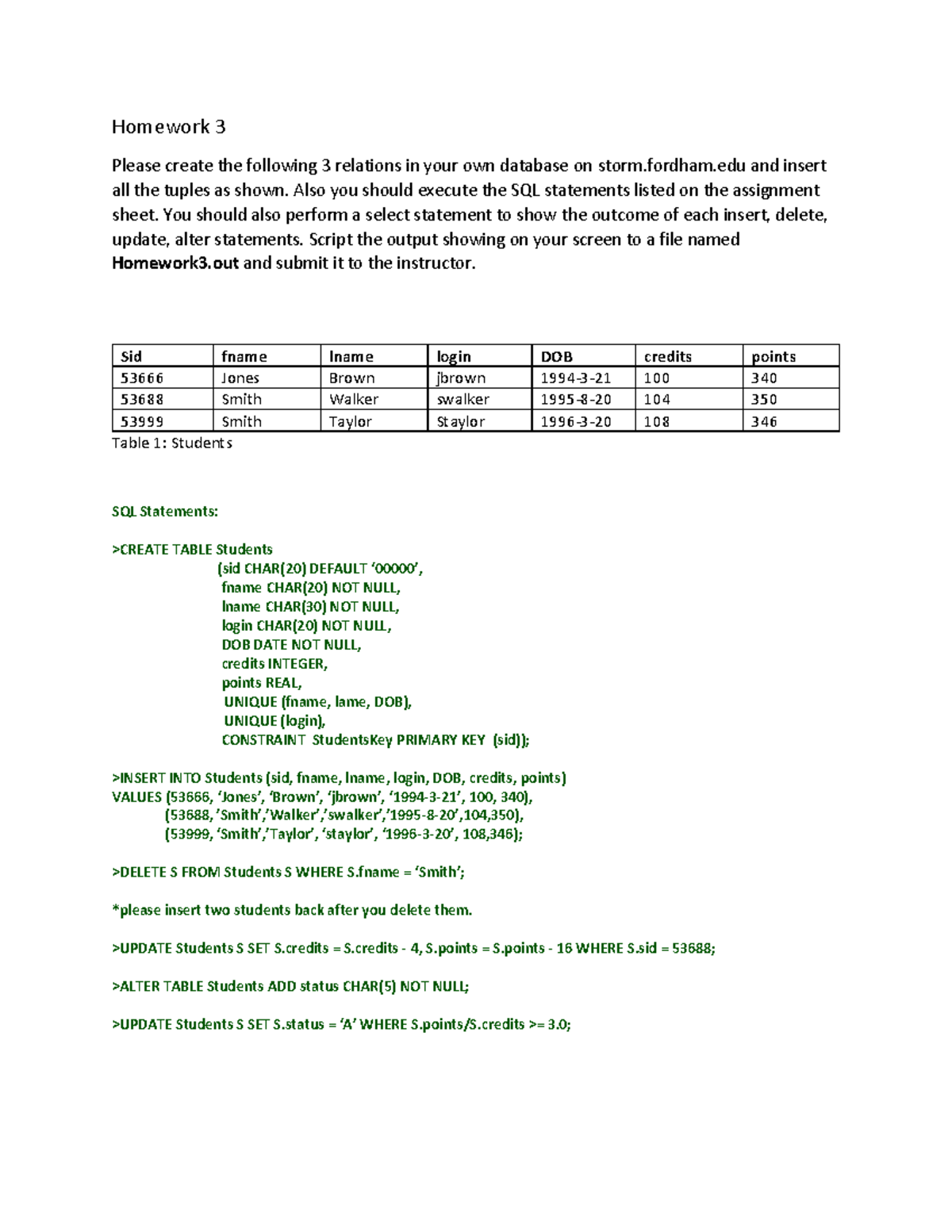 Homework 3 - Homework 3 Please create the following 3 relations in your ...