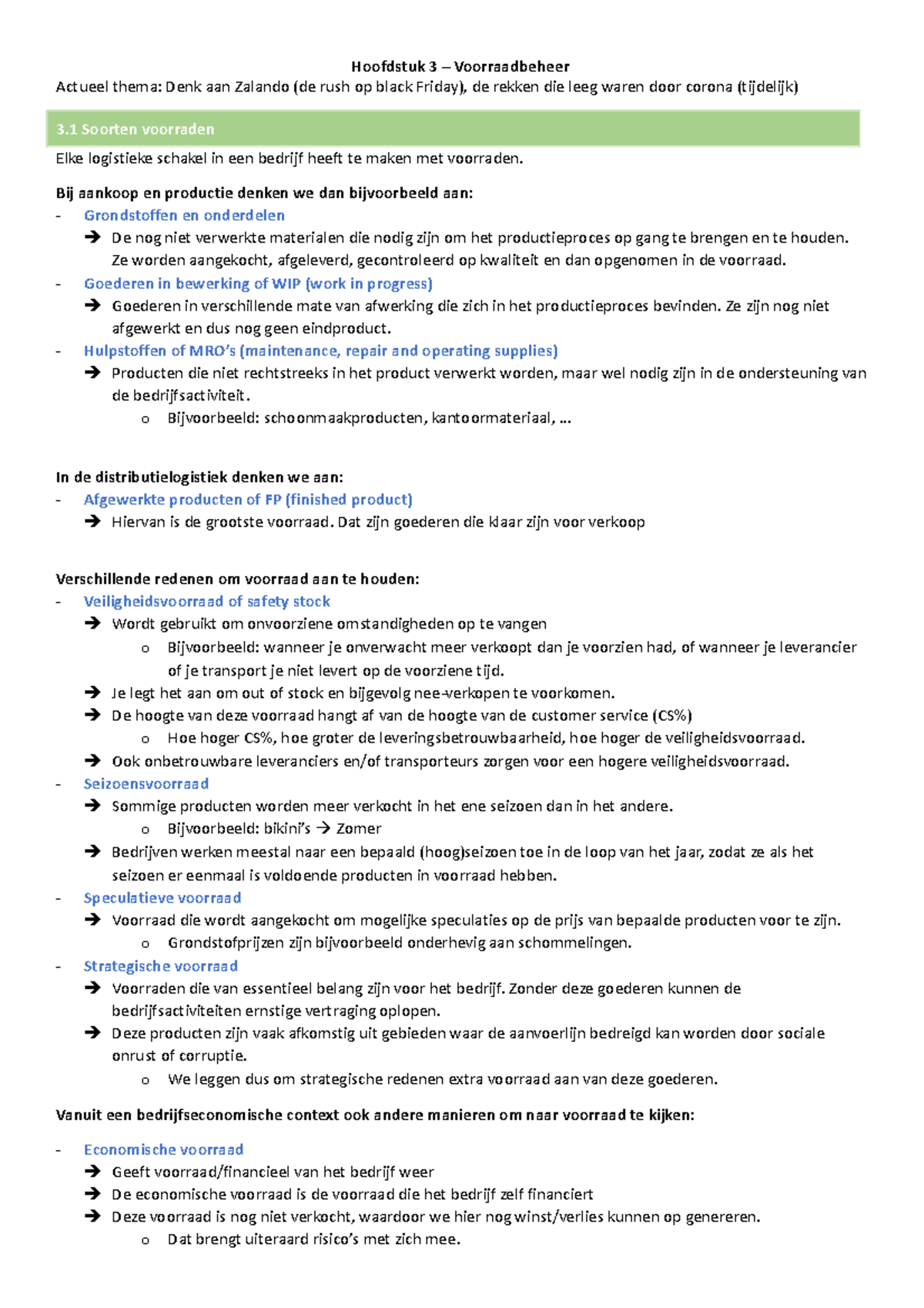 H3 - H3 logistiek - Logistiek Management - Arteveldehogeschool - Studocu