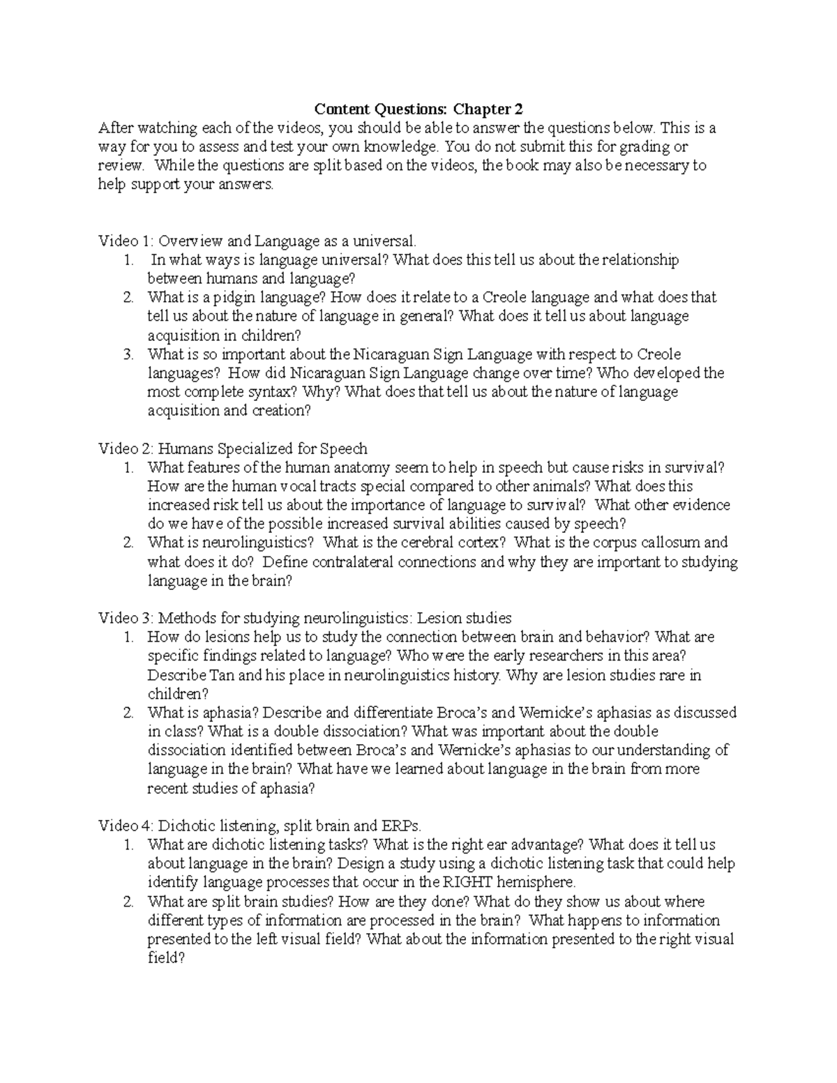 Content Questions Chapter 2 - This is a way for you to assess and test ...