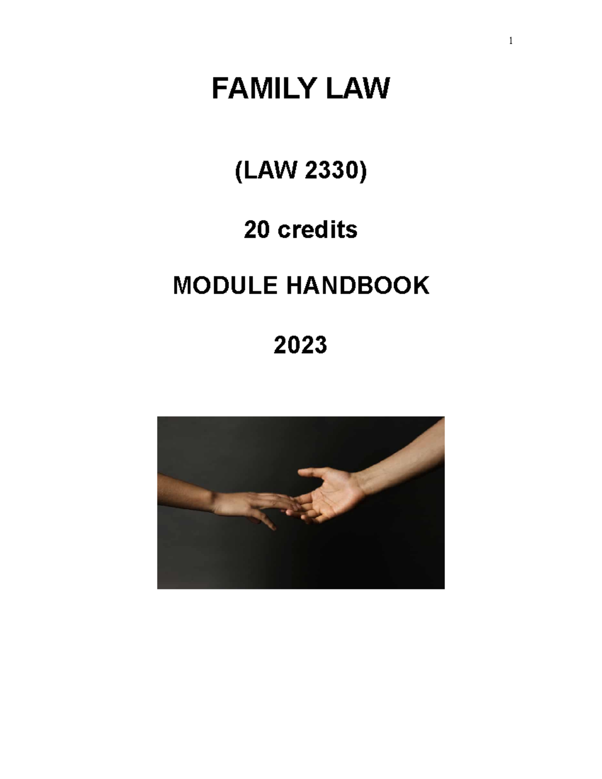 Family Law Module Handbook - FAMILY LAW (LAW 2330) 20 credits MODULE ...